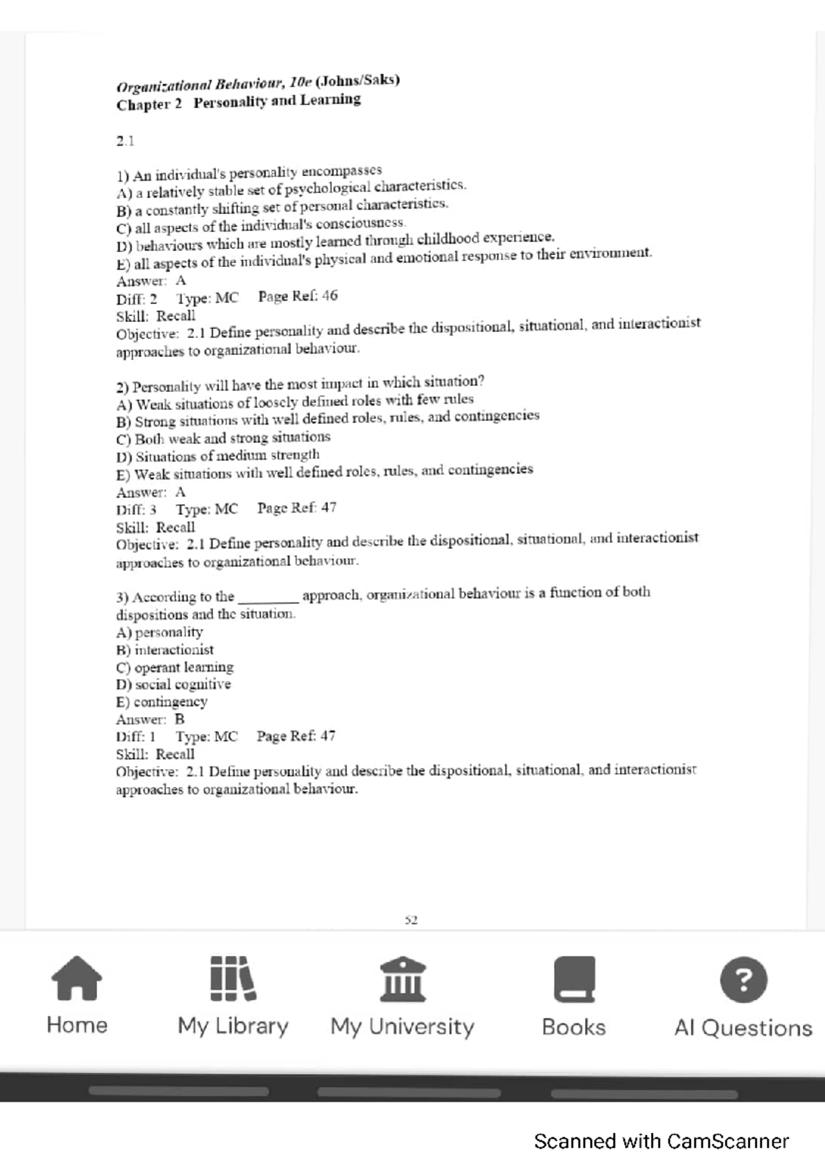 Ob txt bank ch2 - organizational behavior test bank for chapter 2 - Studocu