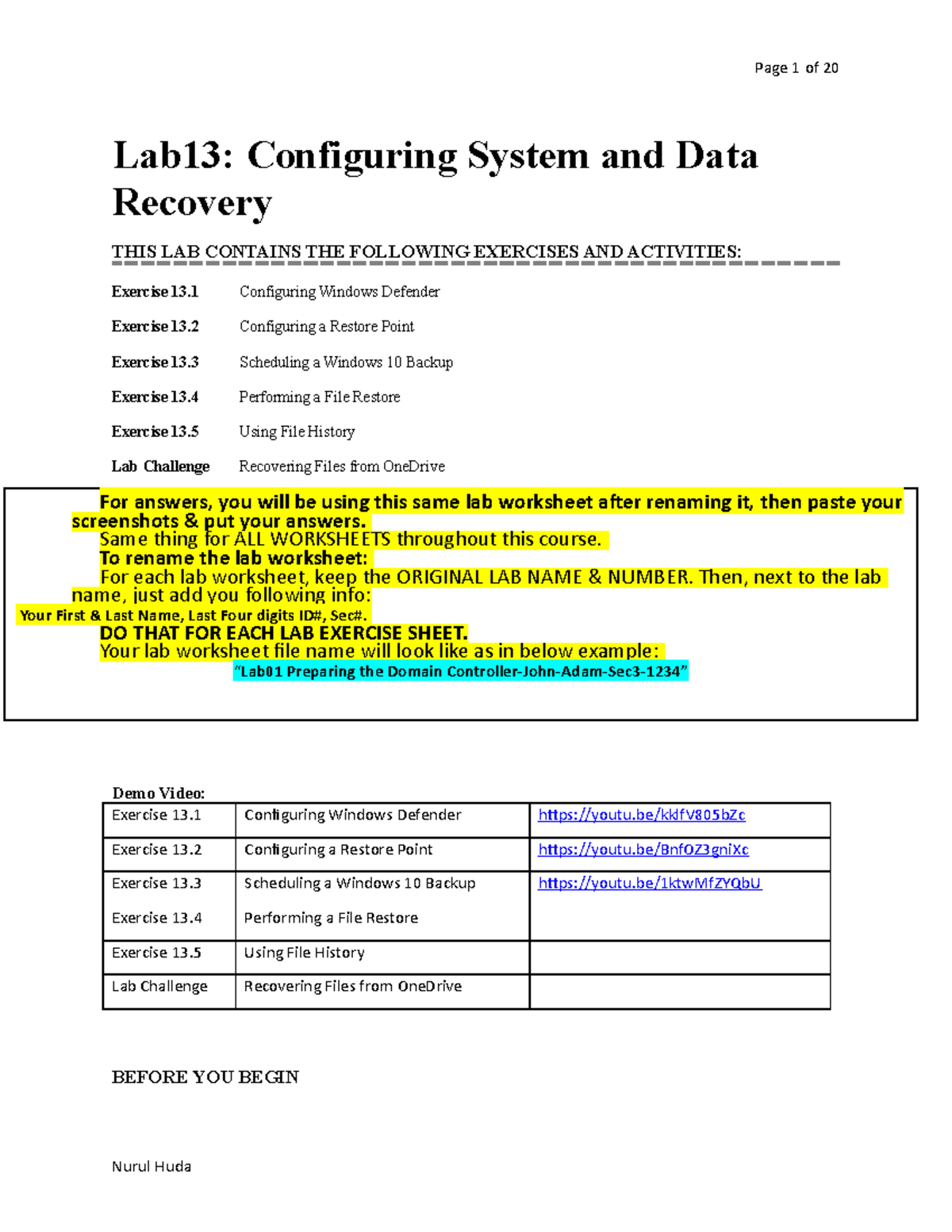 Lab13 Configuring System And Data Recovery-Mustafa-Khan-Sec3-1441 - Lab13: Configuring System ...
