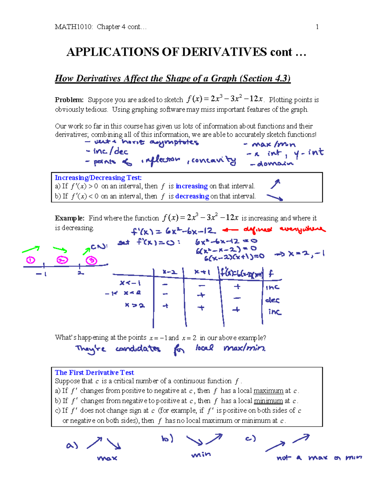 Calculus Note (11) - lec note - MATH1010: Chapter 4 cont… 1 ...