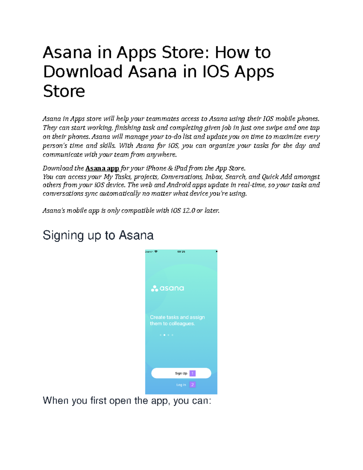 Asana in Apps Store - They can start working, finishing task and ...