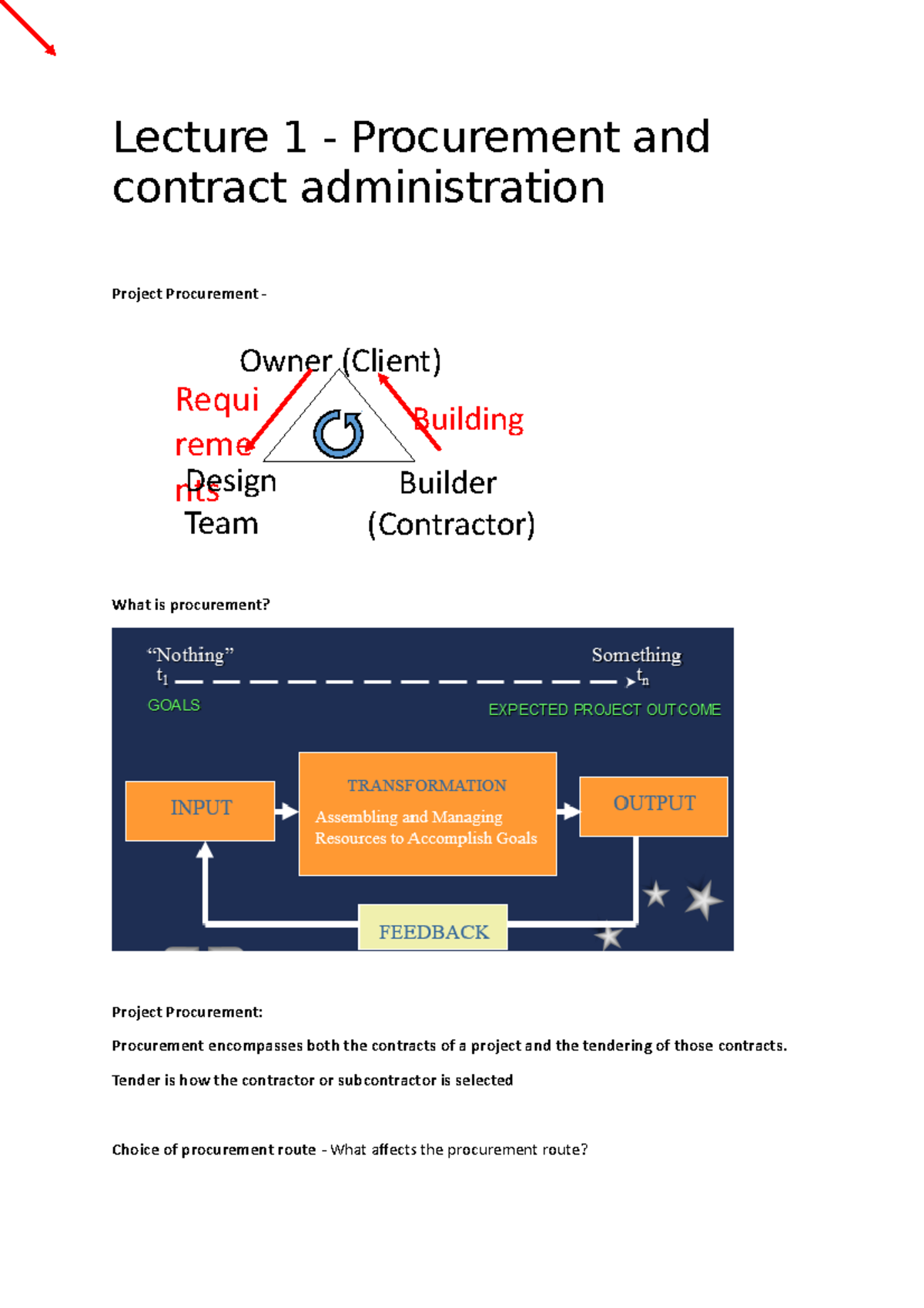 Week 1 - Introduction - Lecture 1 - Procurement and contract ...