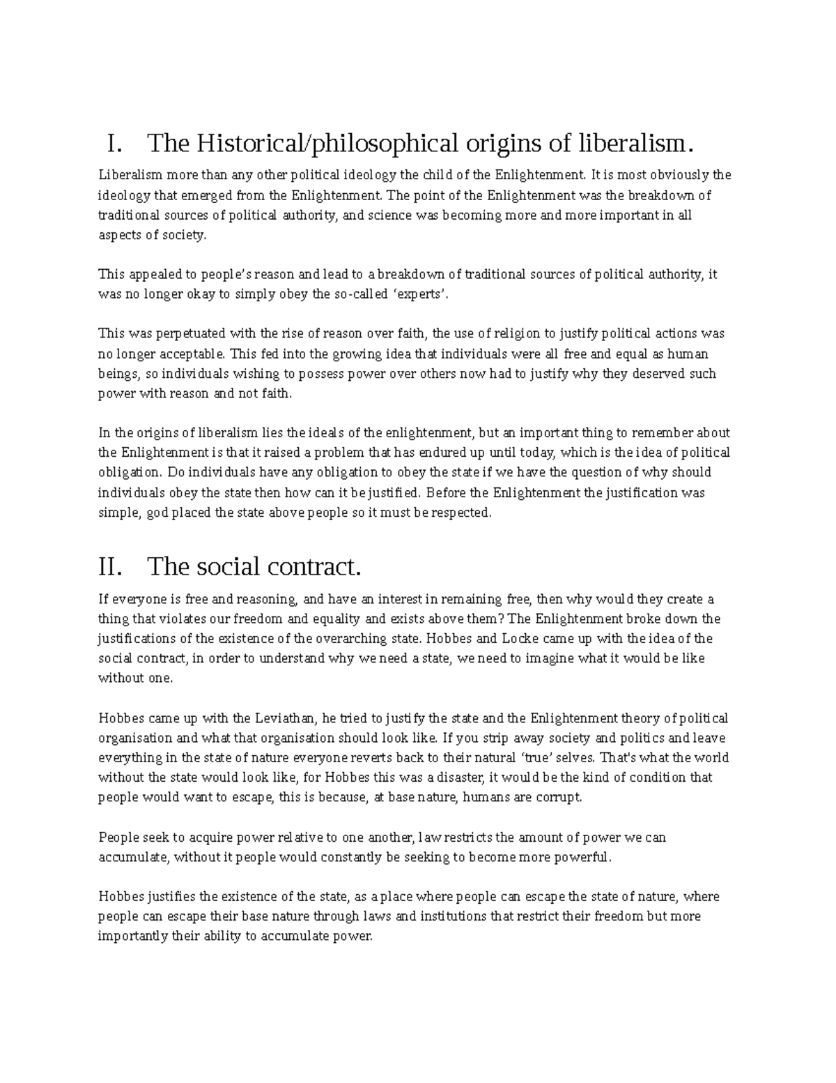 2.1 Classical liberalism - I. The Historical/philosophical origins of ...