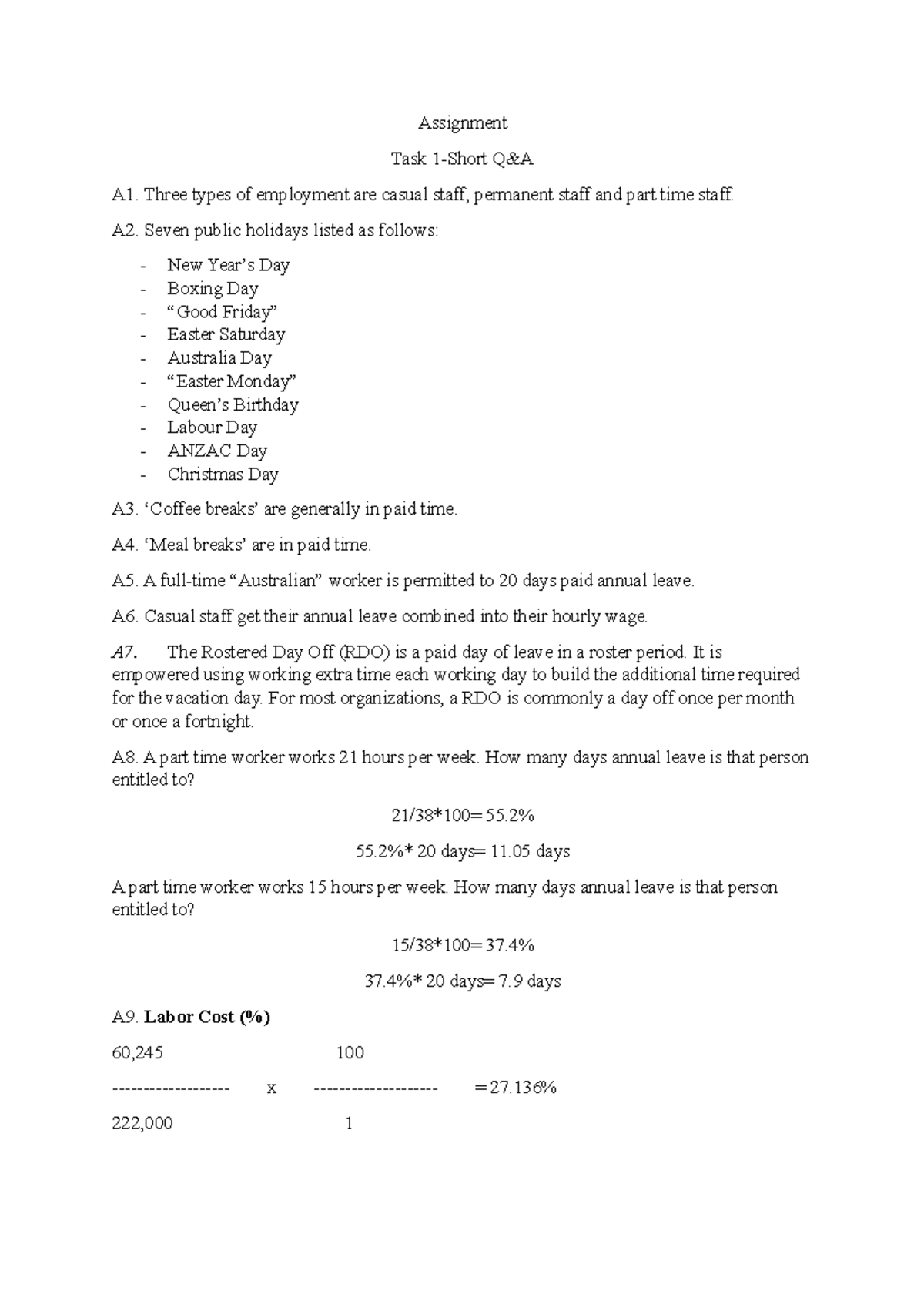 Tasks - notes - Assignment Task 1-Short Q&A A1. Three types of ...