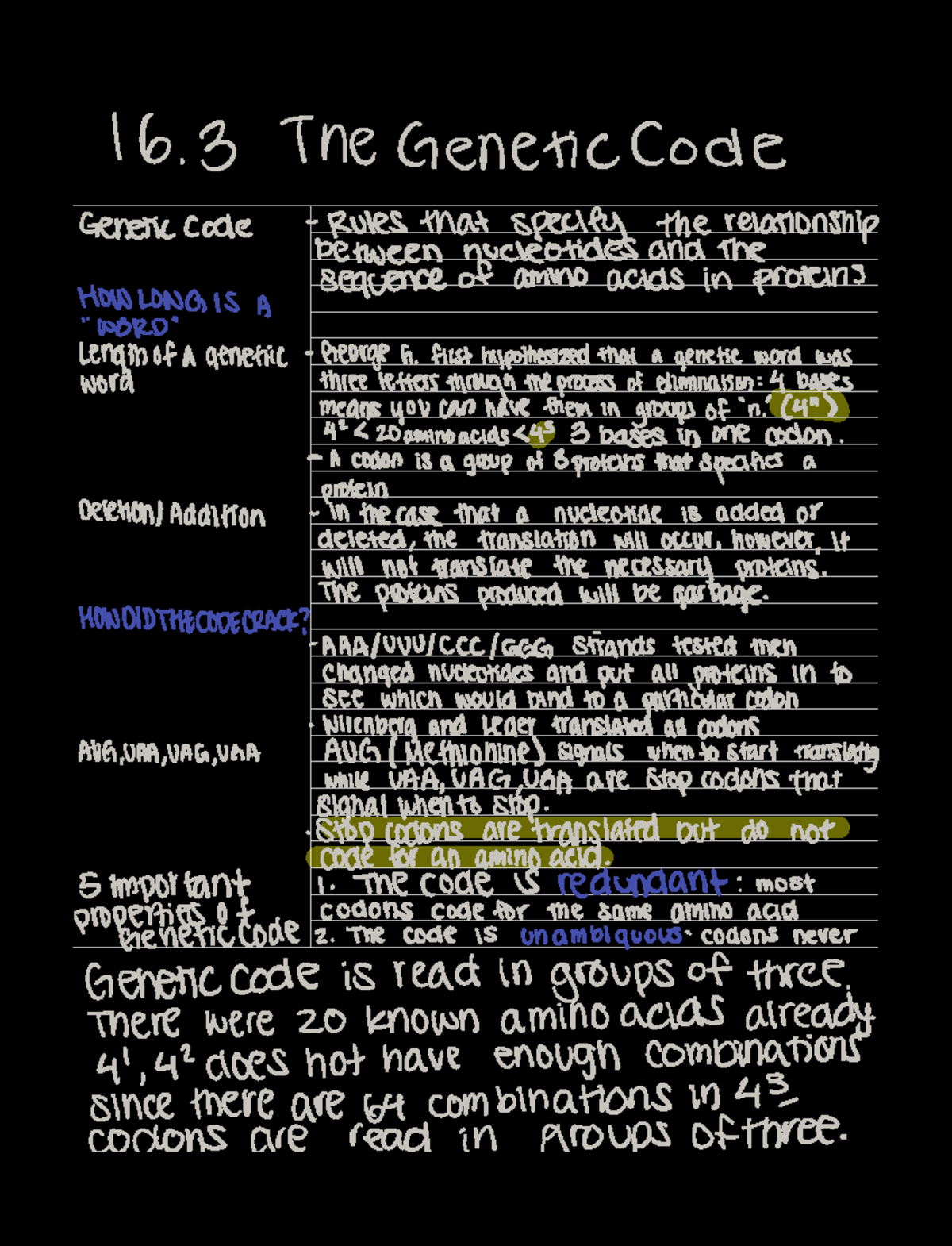 Textbook Notes 16.3 The Genetic Code - 16 The Genetic Code Genetic code ...