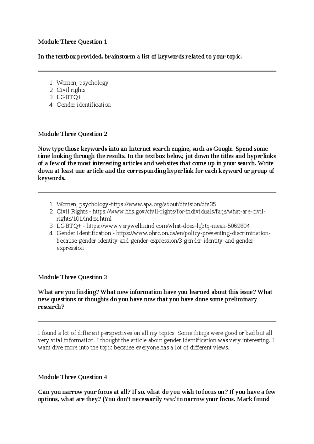 Module 3 Short Responses Module Three Question 1 In The Textbox Provided Brainstorm A List Of