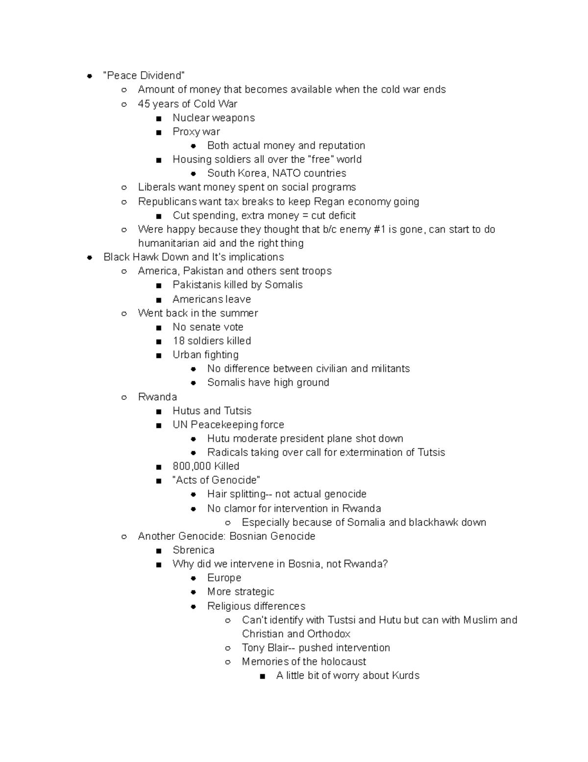 November 15 Bill Clinton and the Post-Cold War “Peace Dividend ...