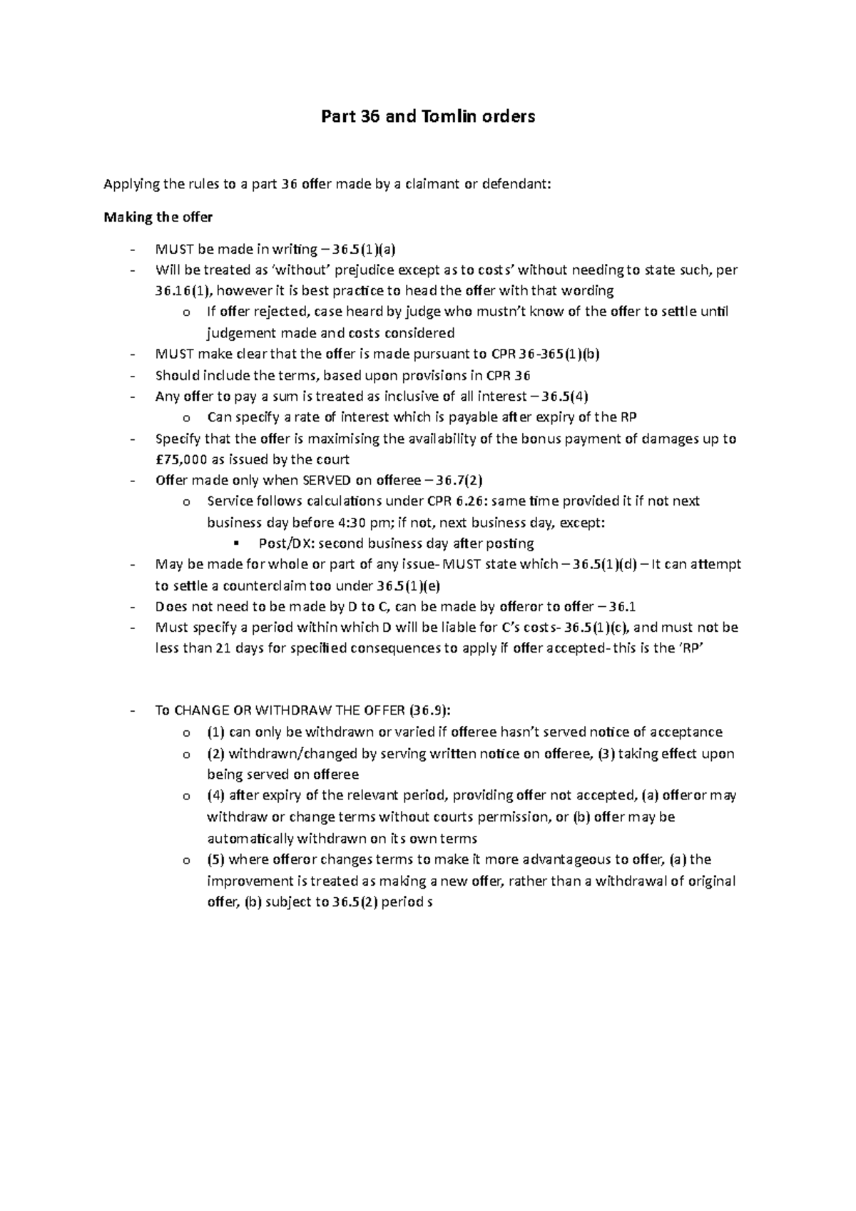 Workshop 15 - Settling a claim and Tomlin Orders - BPP - Studocu