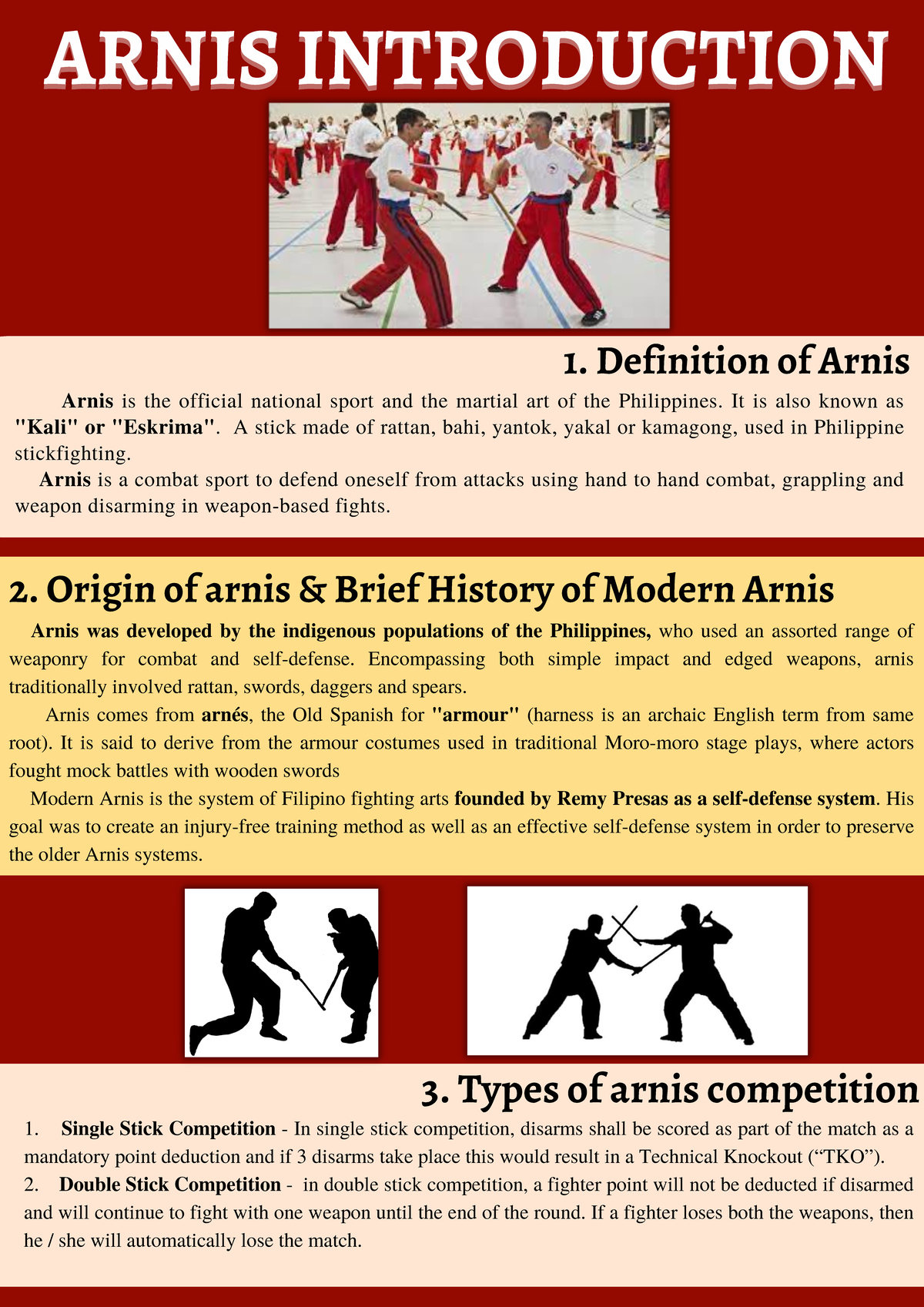 Arnis Introduction - 1. Definition of Arnis Arnis is the official ...