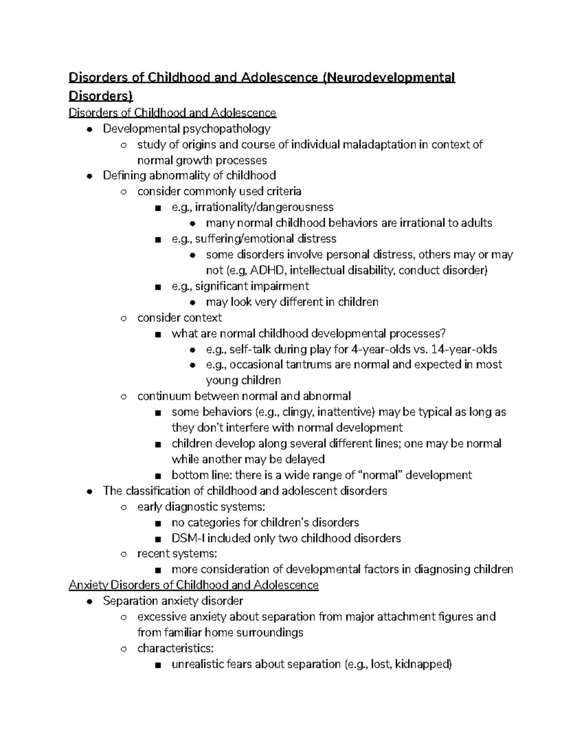 Abnormal Psychology Ch. 15 - Disorders of Childhood and Adolescence ...