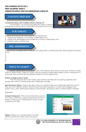 Lesson 3 - technology and livelihood education 3 - FIRST QUARTER- WEEK ...