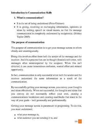 Notes - Communication skills - Communication Skills Notes Introduction ...