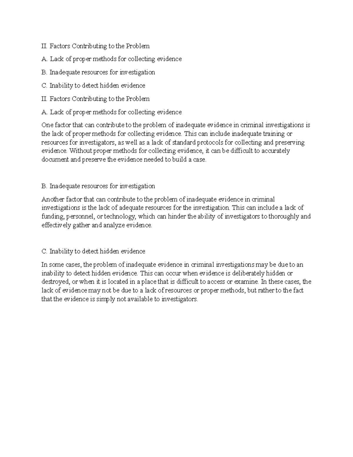 Problem of hidden evidence 2 - II. Factors Contributing to the Problem ...