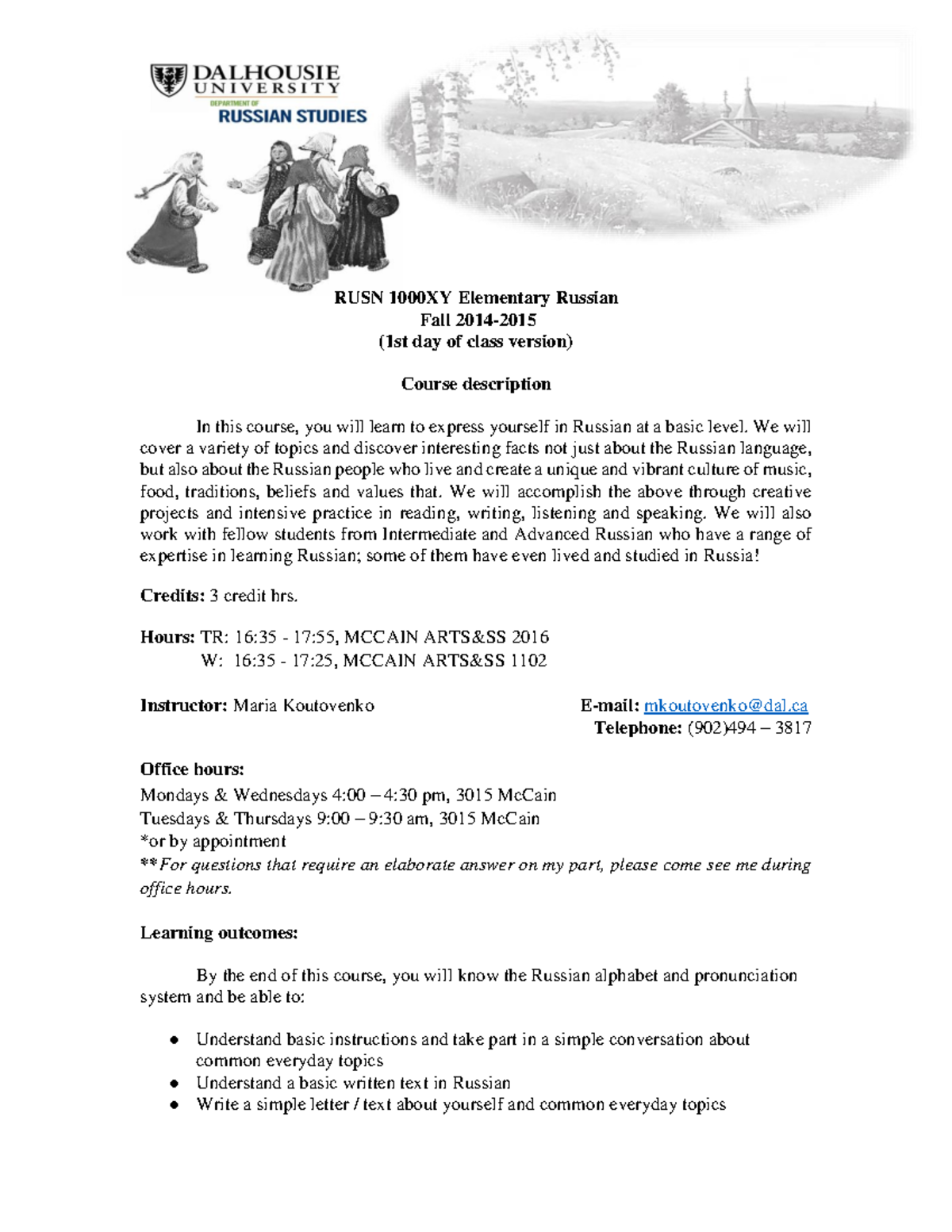 RUSN 1000XY Fall 2014 MK - RUSN 1000XY Elementary Russian Fall 2014 ...