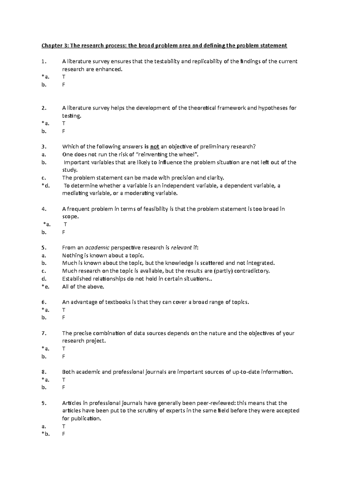 CH03 - summaries - Chapter 3: The research process: the broad problem ...