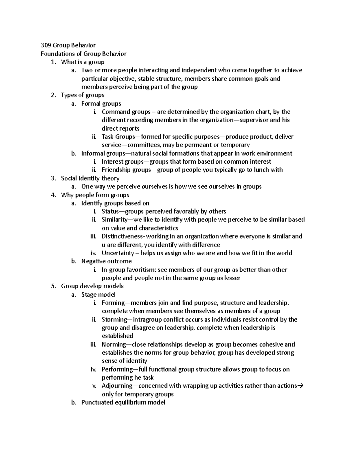 309 exam 3 - Exam 3 study guide - 309 Group Behavior Foundations of ...