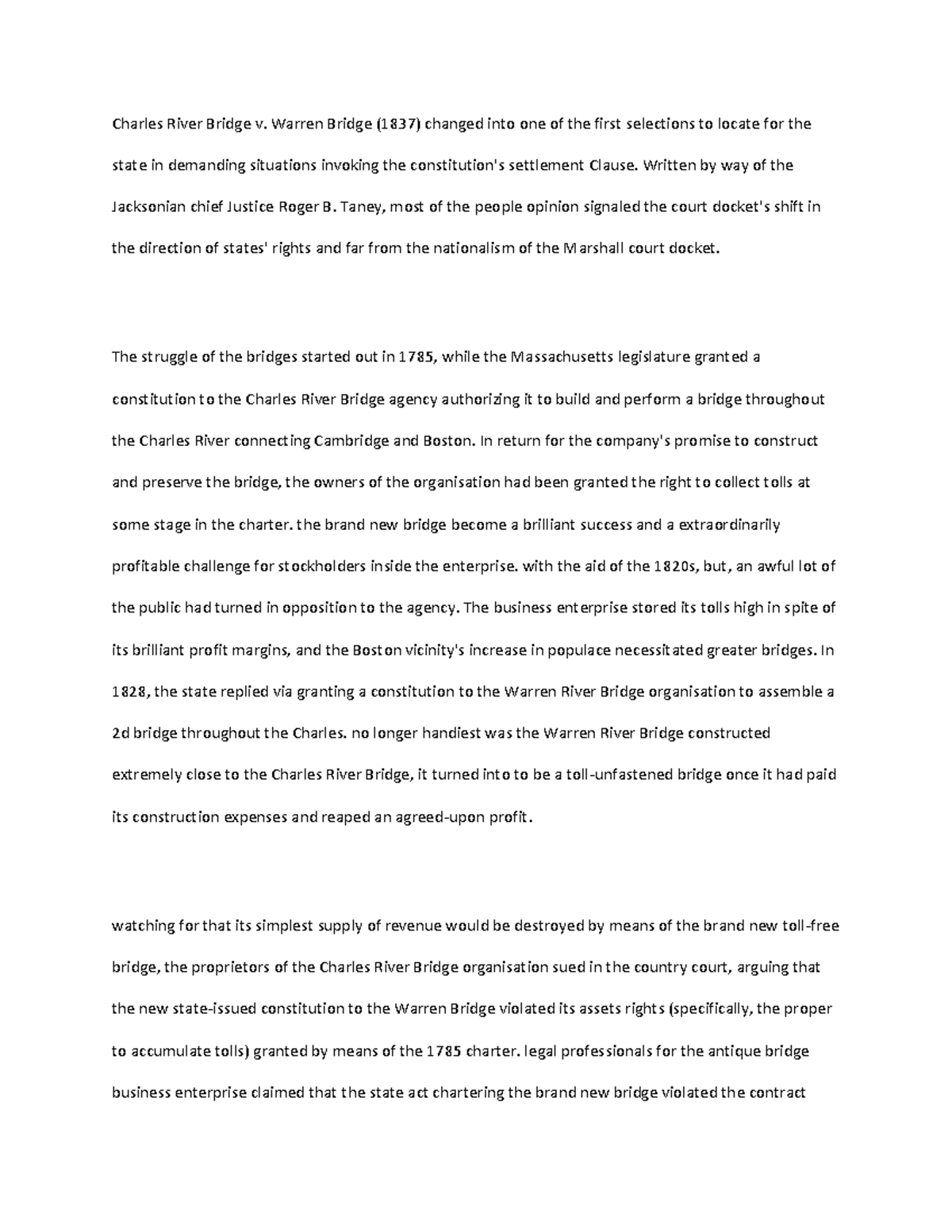 Charles River Bridge v. Warren Bridge - Charles River Bridge v. Warren ...