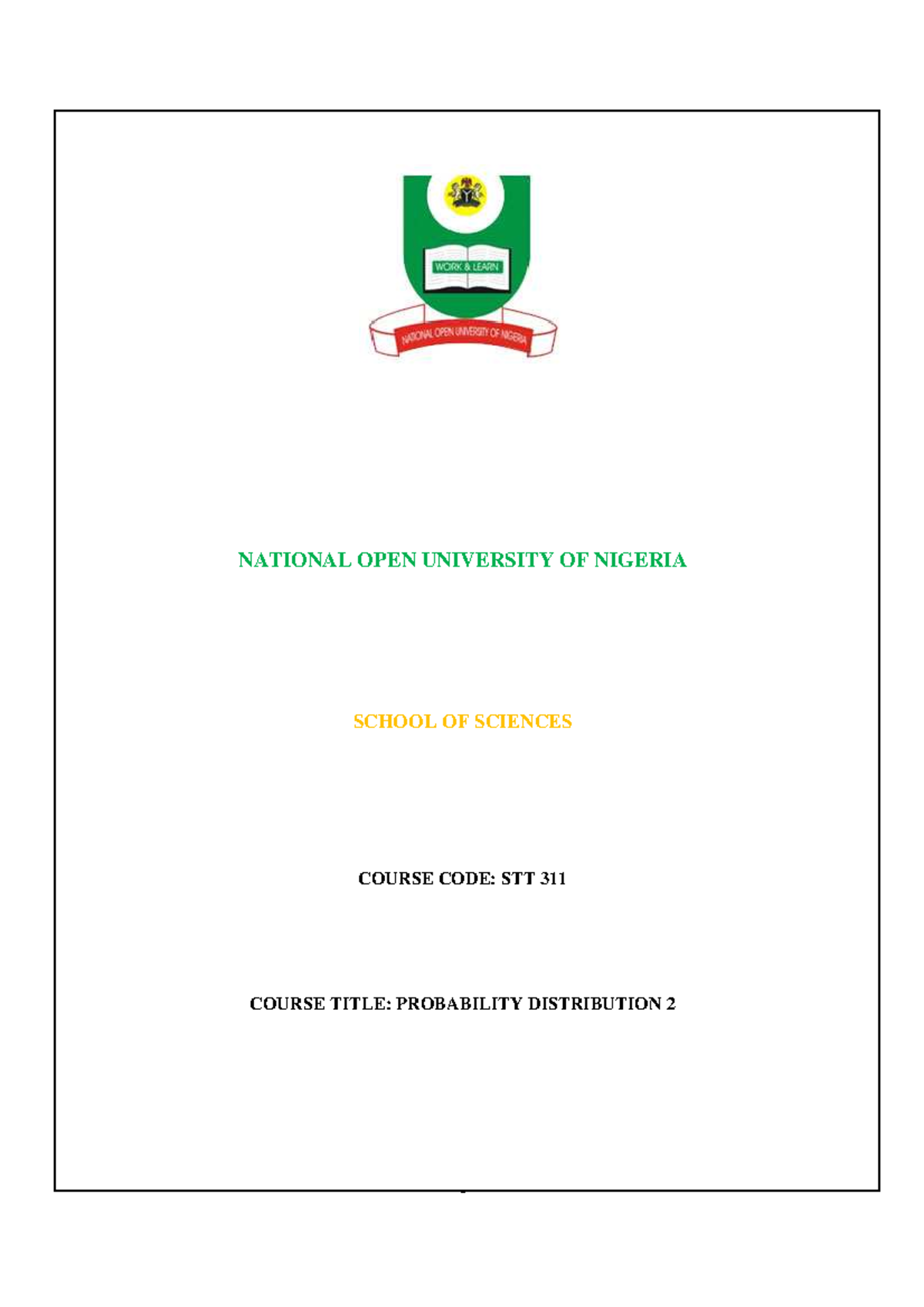 Project Stt 311 Python Programming National Open University Of Nigeria School Of Sciences 0213