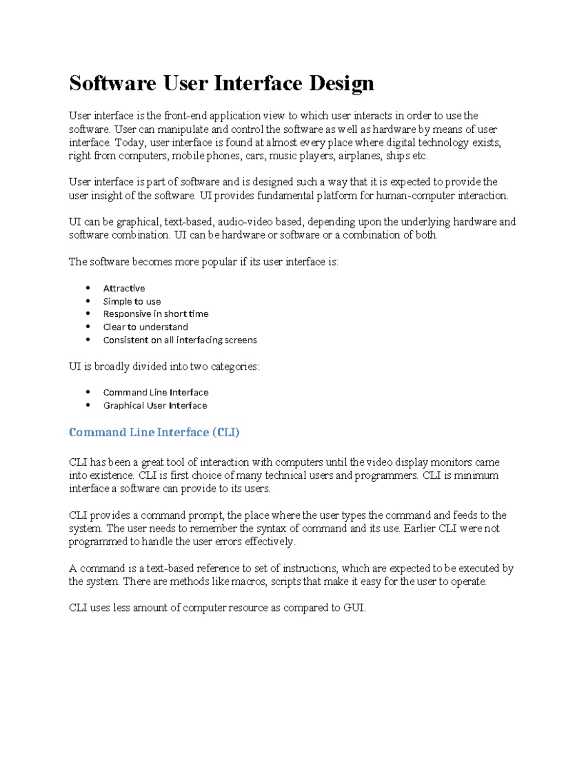 Software User Interface Design - User can manipulate and control the ...