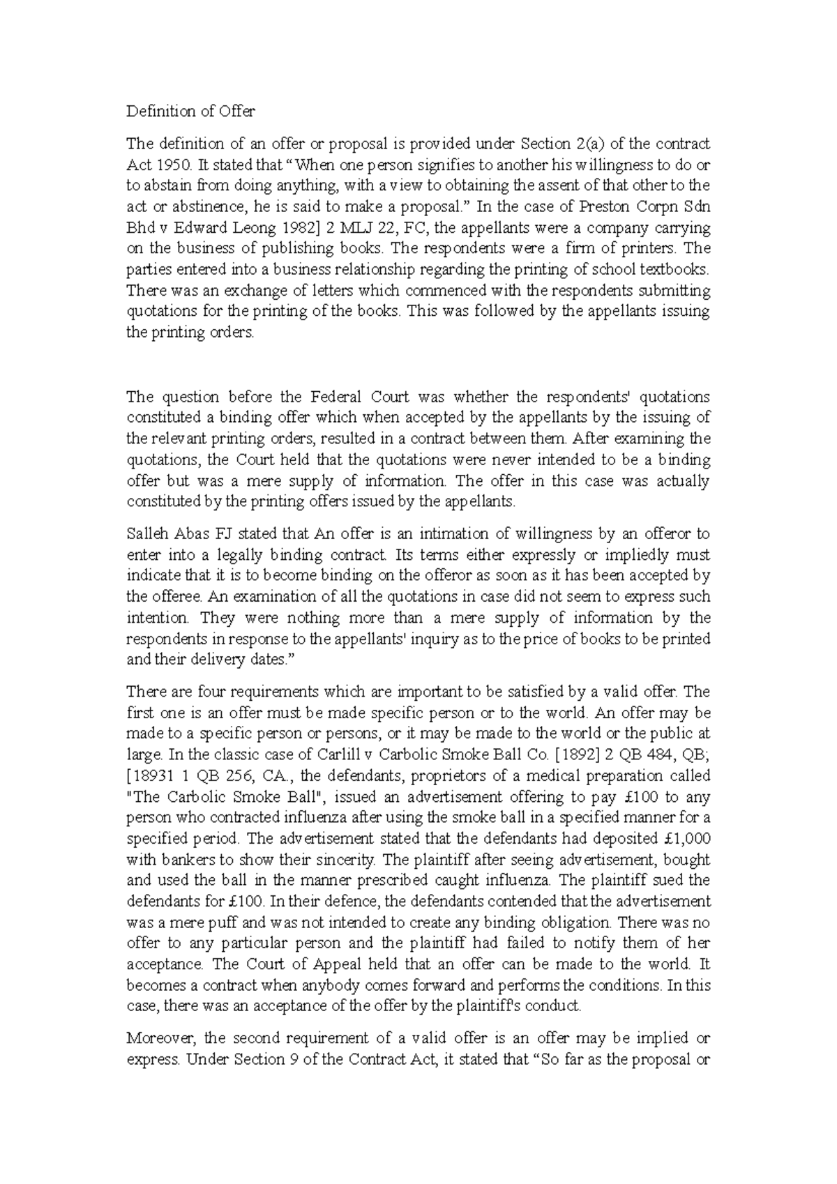 Contract LAW I Slide 1 Offer Definition Of Offer The Definition Of An