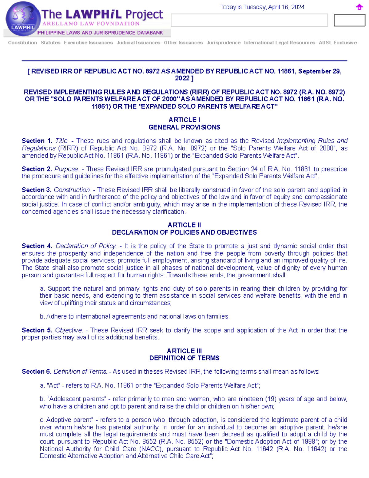REPUBLIC ACT NO 8972 AS AMENDED BY REPUBLIC ACT 11861 REVISED ...