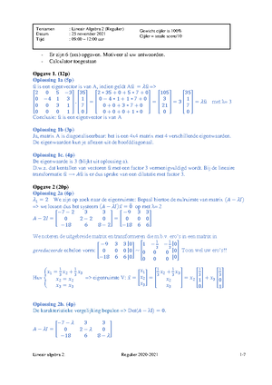 Lin Algebra 2Werkjes - Lineaire algebra 2 - Studocu