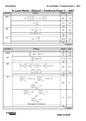 Hench Maths 2023 Predicted Paper 2 Edxcel A level Maths - Hench Maths A ...