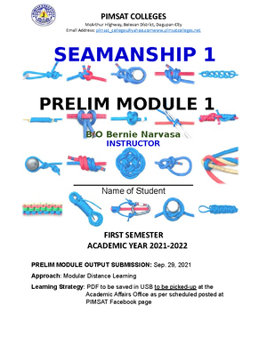 Seamanship 1 ( Module 1) - prelim MODULE 2 SEAMANSHIP 1 By: B/O Bernie ...
