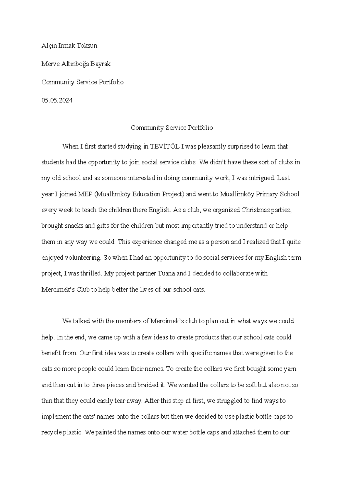 First Draft - Alçin Irmak Toksun Merve Altınboğa Bayrak Community ...