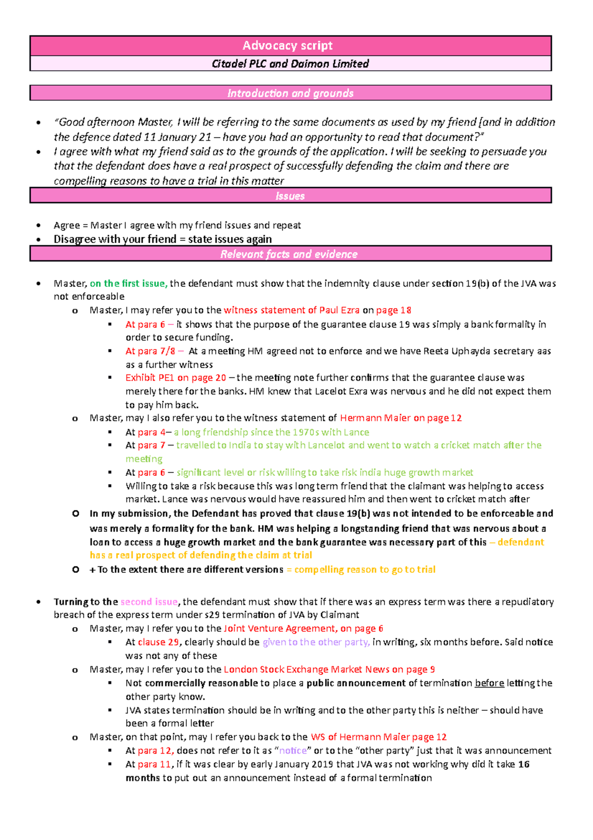 IPP Advocacy - Full Script - Advocacy script Citadel PLC and Daimon ...