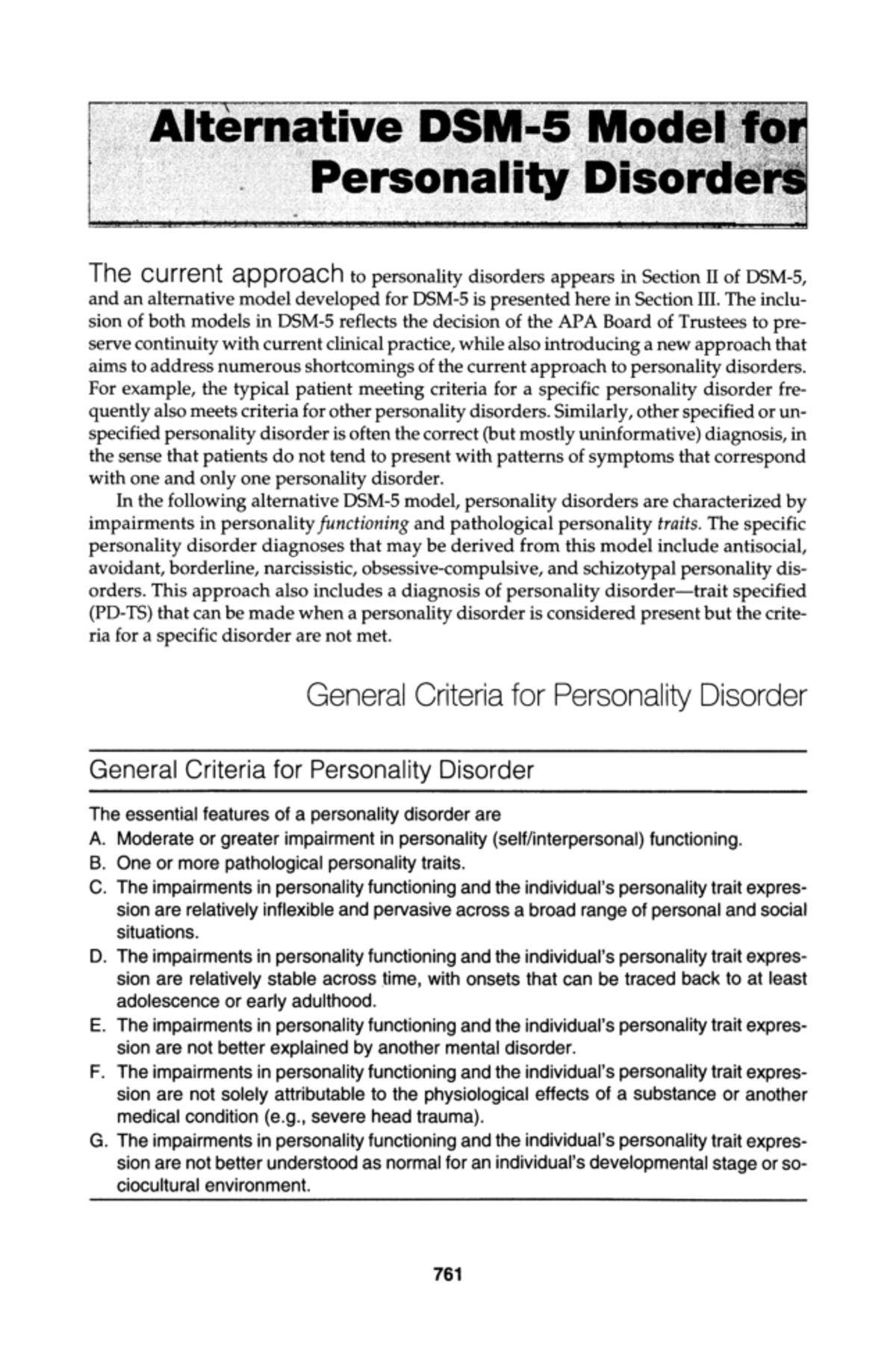 DSM-5 Alternative Model - Alternative DSM-5 Model Pereonality b Îs o rÉ ...