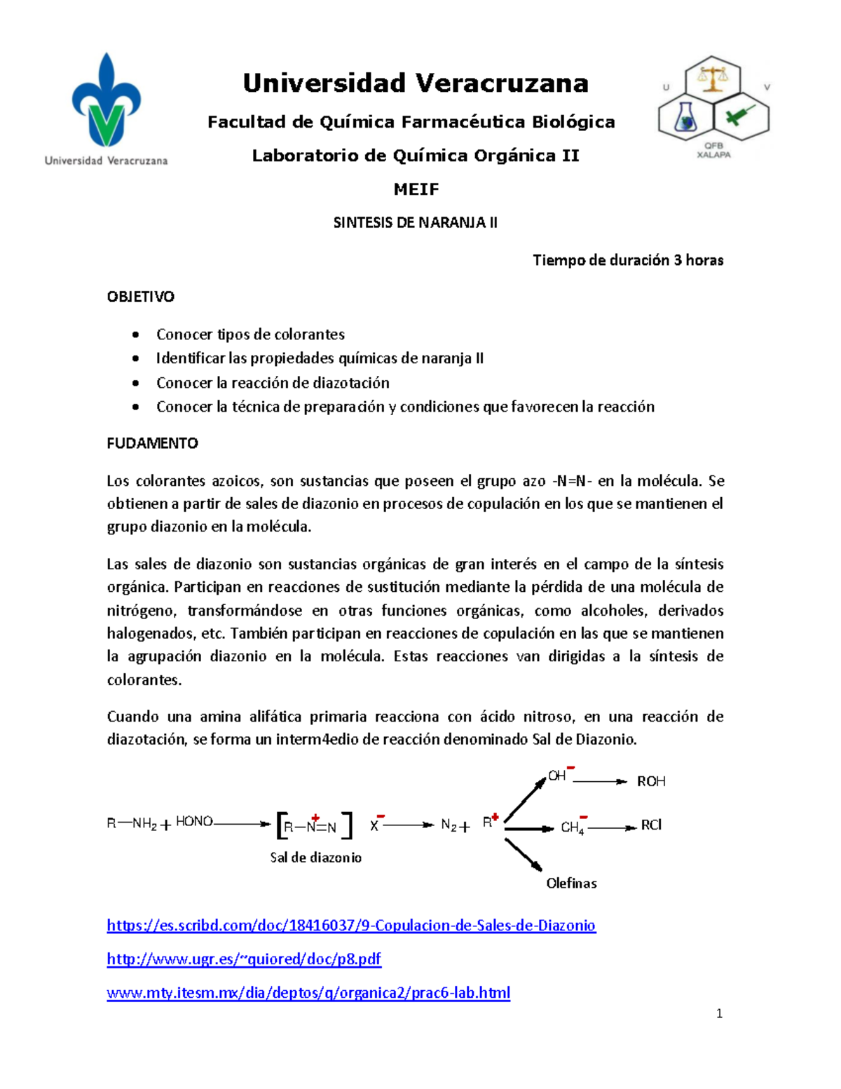 Práctica para la síntesis del colorante Naranja II - Química Orgánica ...