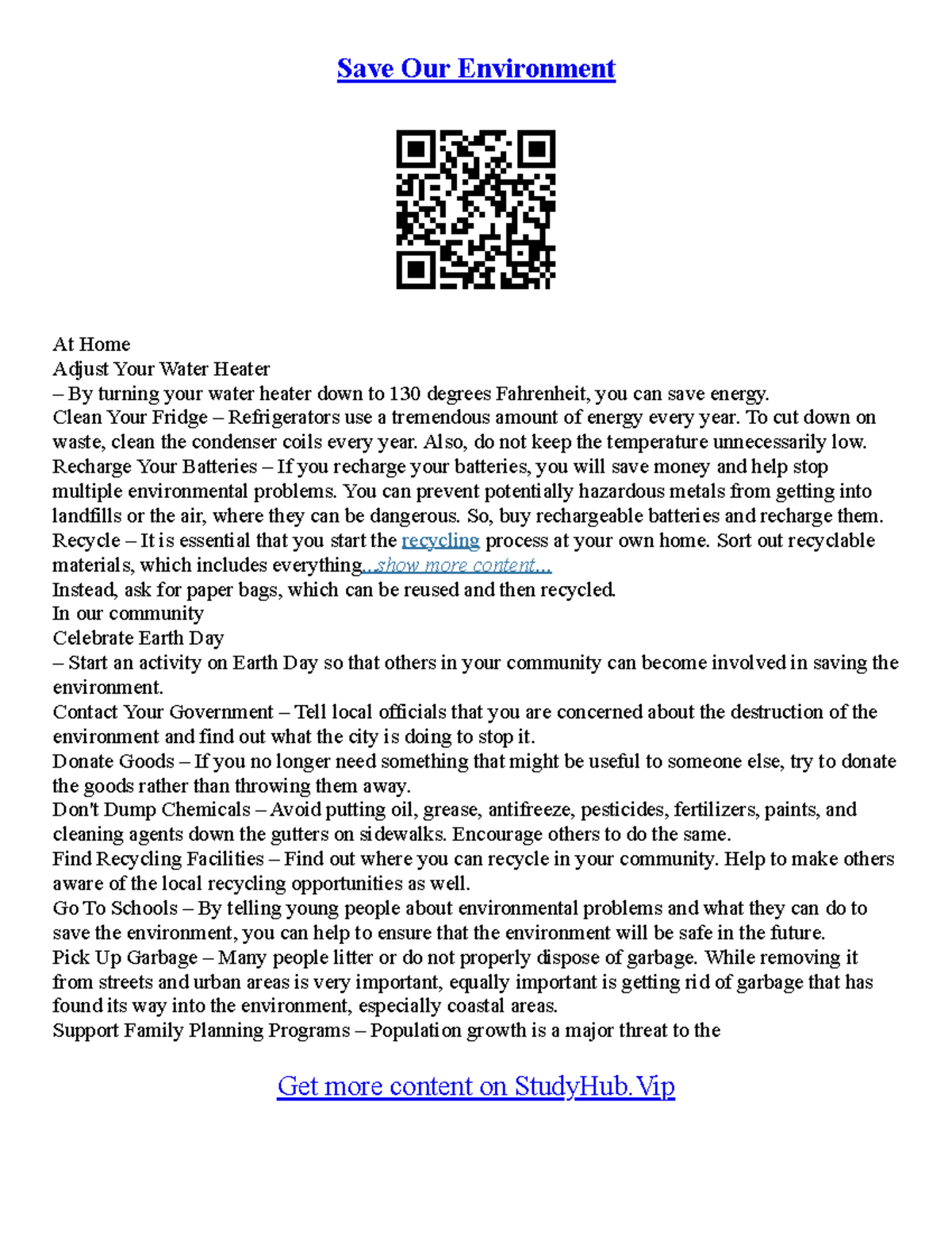 Save Our Environment Essay - Save Our Environment At Home Adjust Your ...