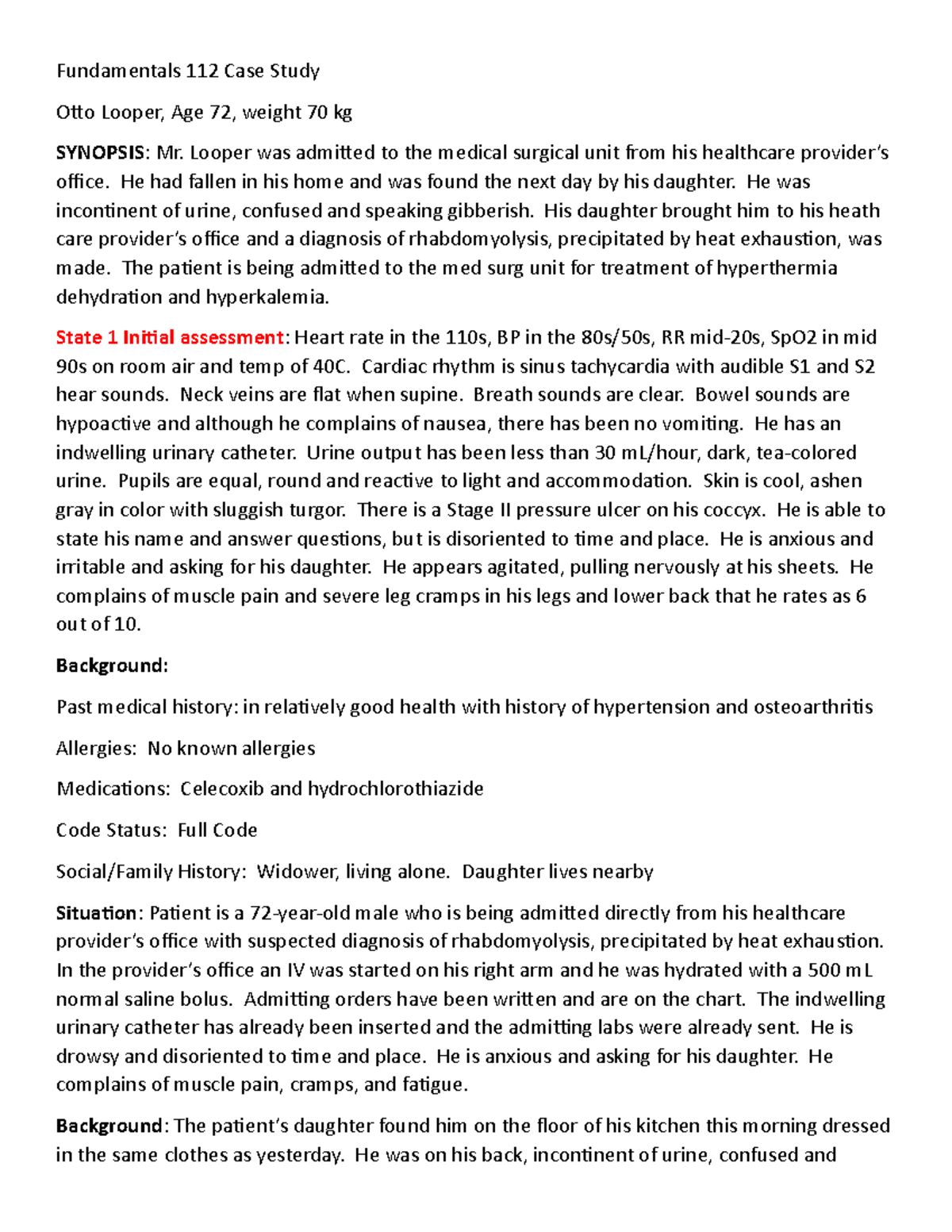 Fundamentals 112 Case Study - Fundamentals 112 Case Study Otto Looper ...