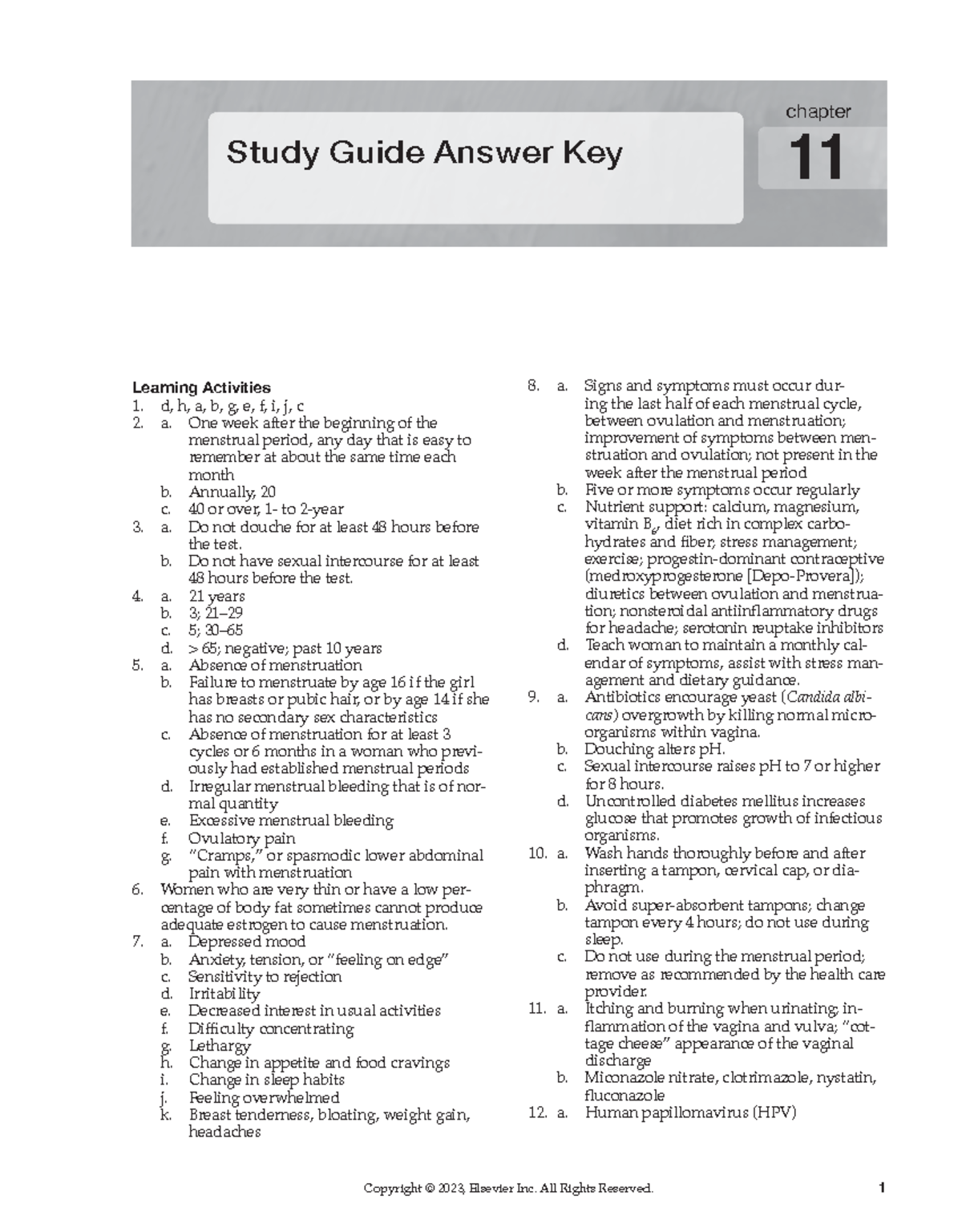 Chapter 011 - Study guide - Study Guide Answer Key chapter 11 Learning ...