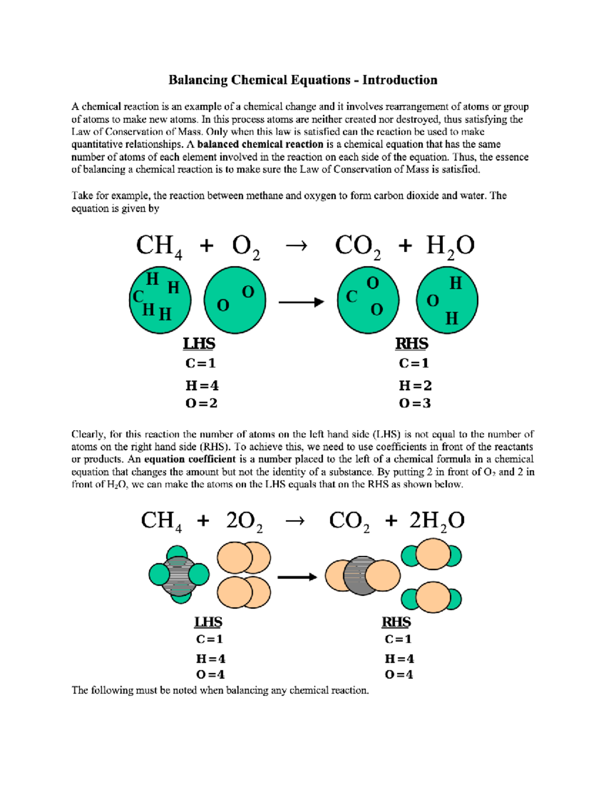 Key; balancing chemical equations from lab manual - CHEM-1405 5015 14A ...