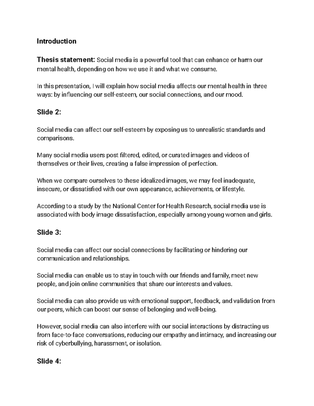 Informative speech - Public speaking assignments - Introduction Thesis ...