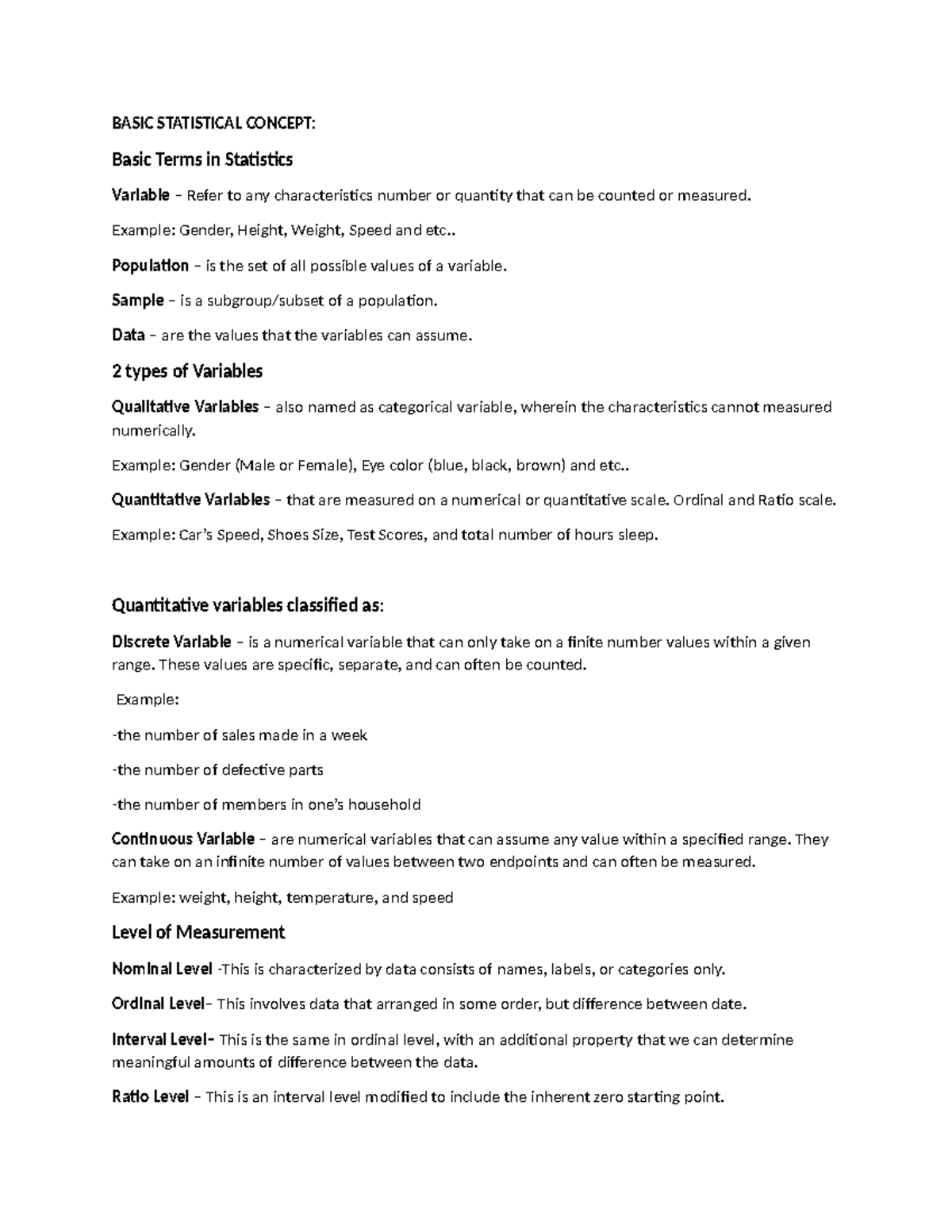 Basic- Statistical- Concept - BASIC STATISTICAL CONCEPT: Basic Terms in Statistics Variable ...
