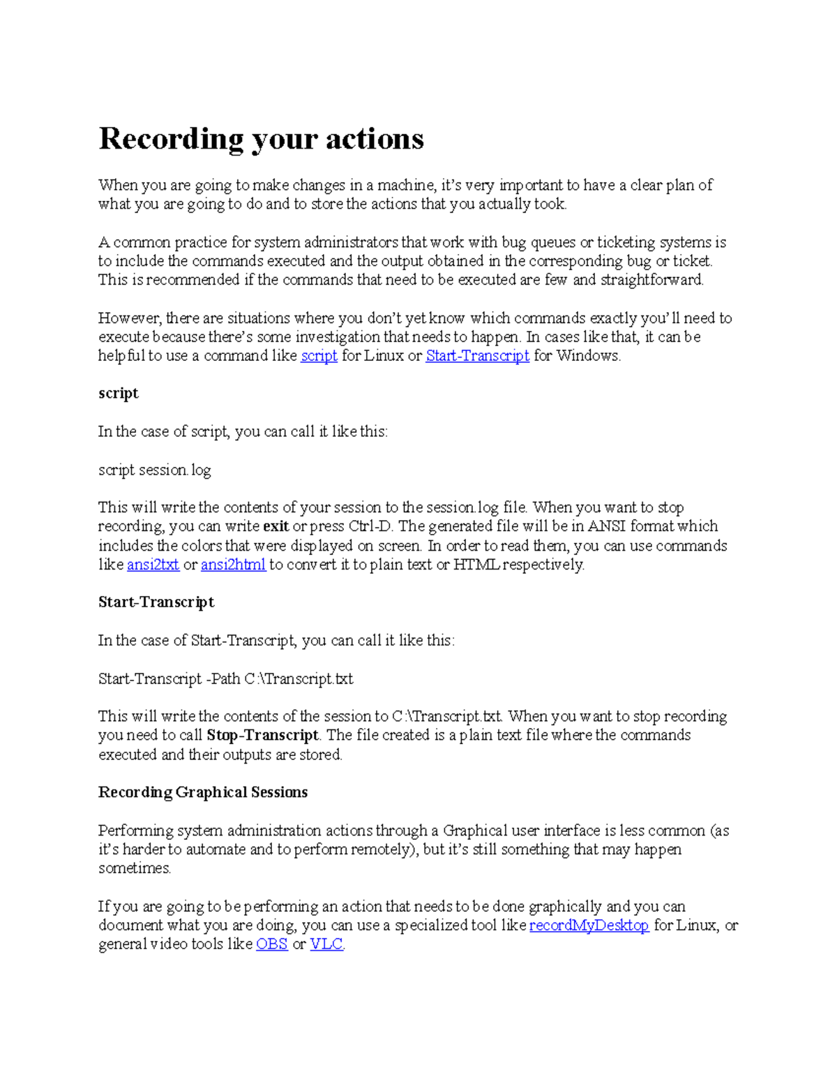 Script Sessions - Recording your actions When you are going to make ...