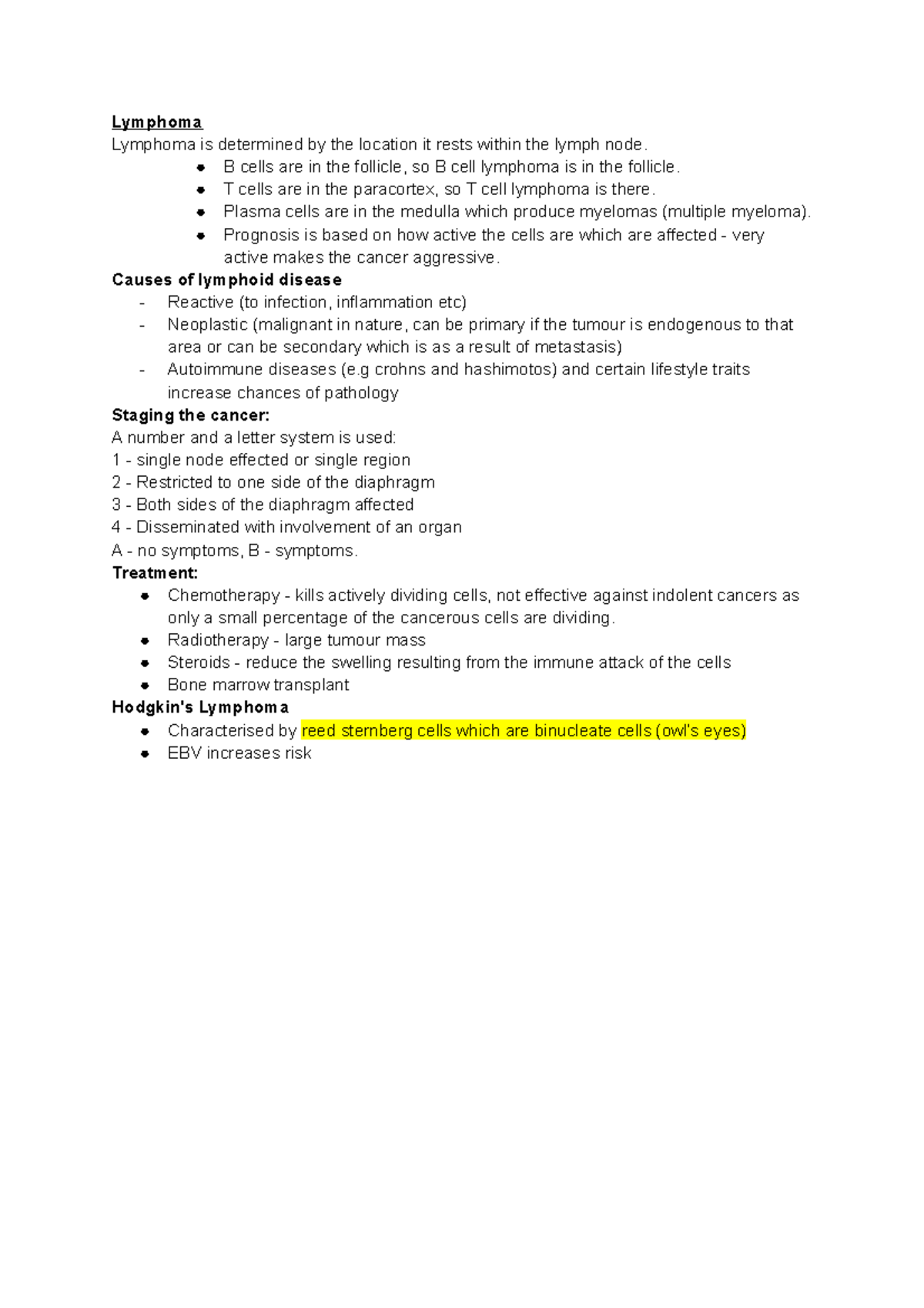 Lymphoma - Lecture notes 2.06 - Lymphoma Lymphoma is determined by the ...