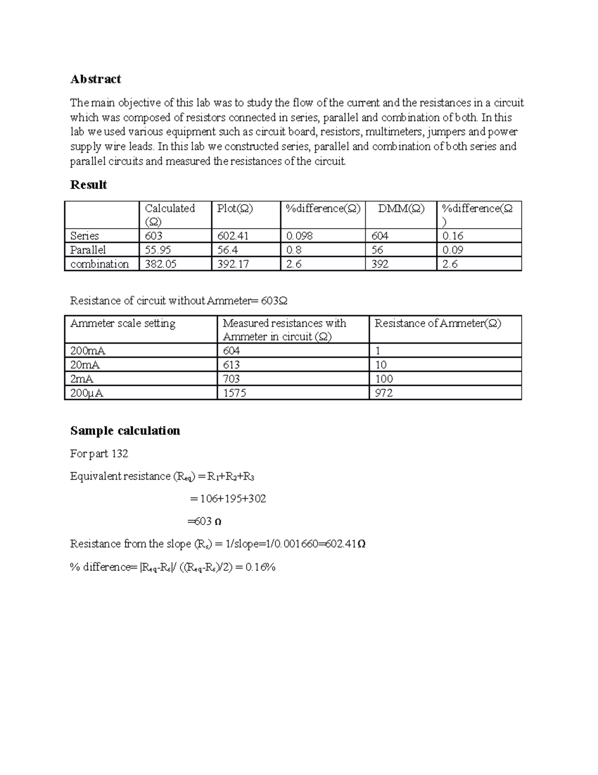 Lab phy - It is a 50/50 point lab report. - Abstract The main objective ...