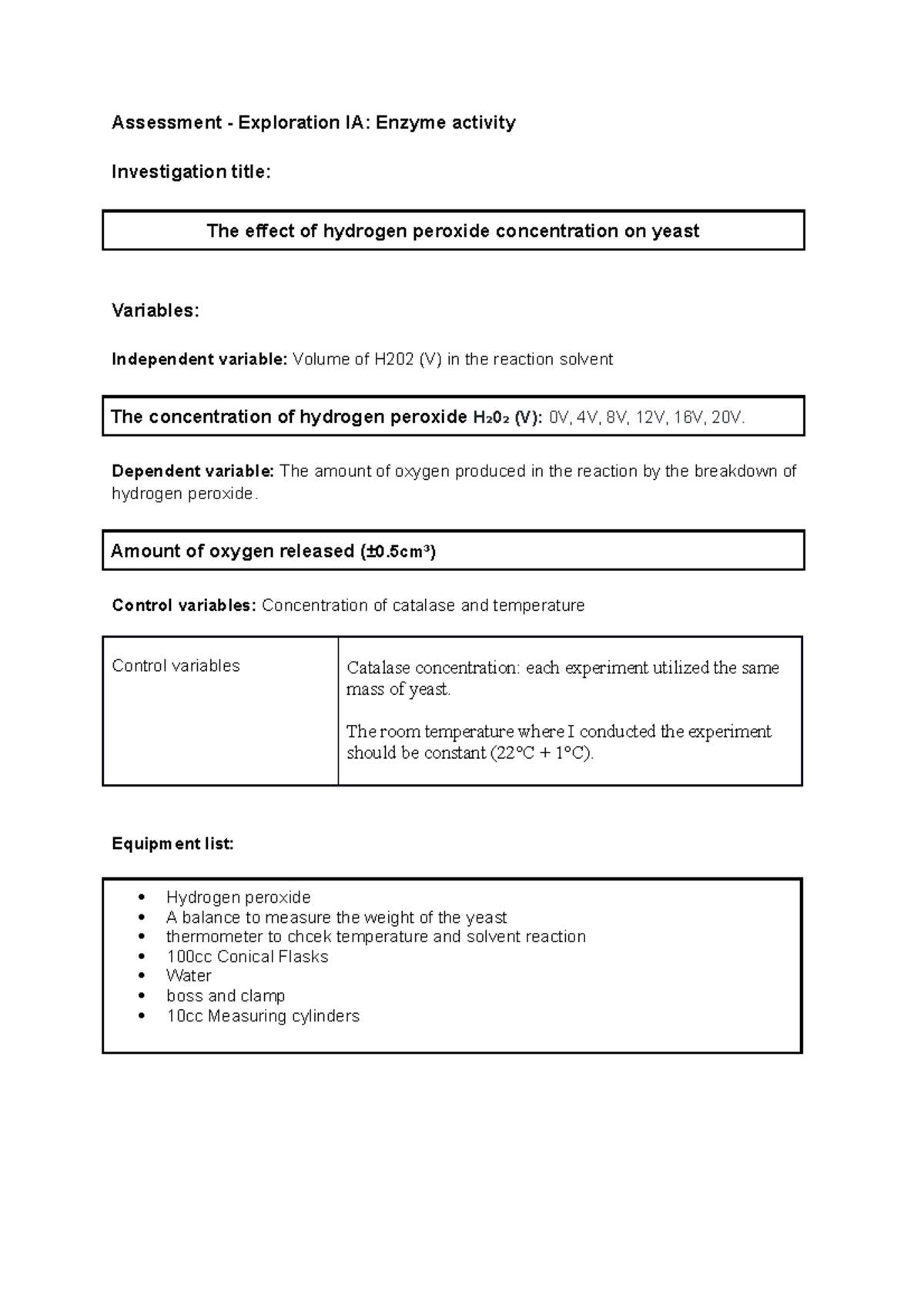 Copy of Exploration assessment Enzymes - Assessment - Exploration IA ...