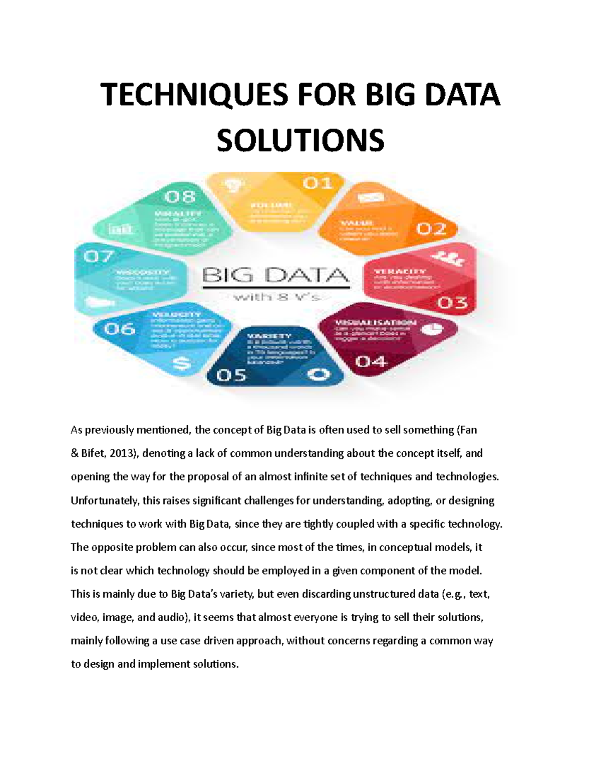 Techniques FOR BIG DATA Solutions - TECHNIQUES FOR BIG DATA SOLUTIONS ...