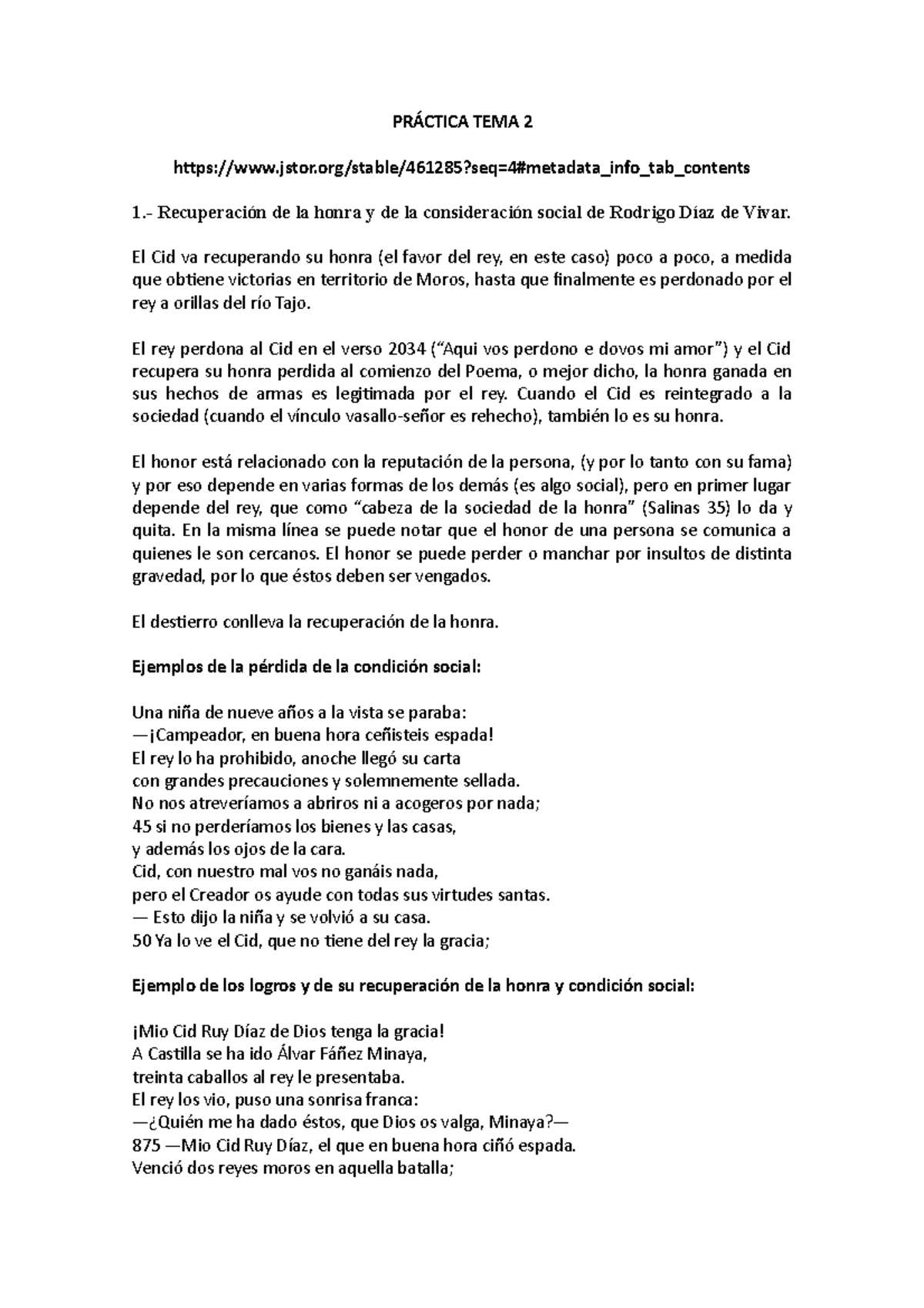 Prácitca tema 2. El cid. - Literatura española en la Edad Media - 1267 ...