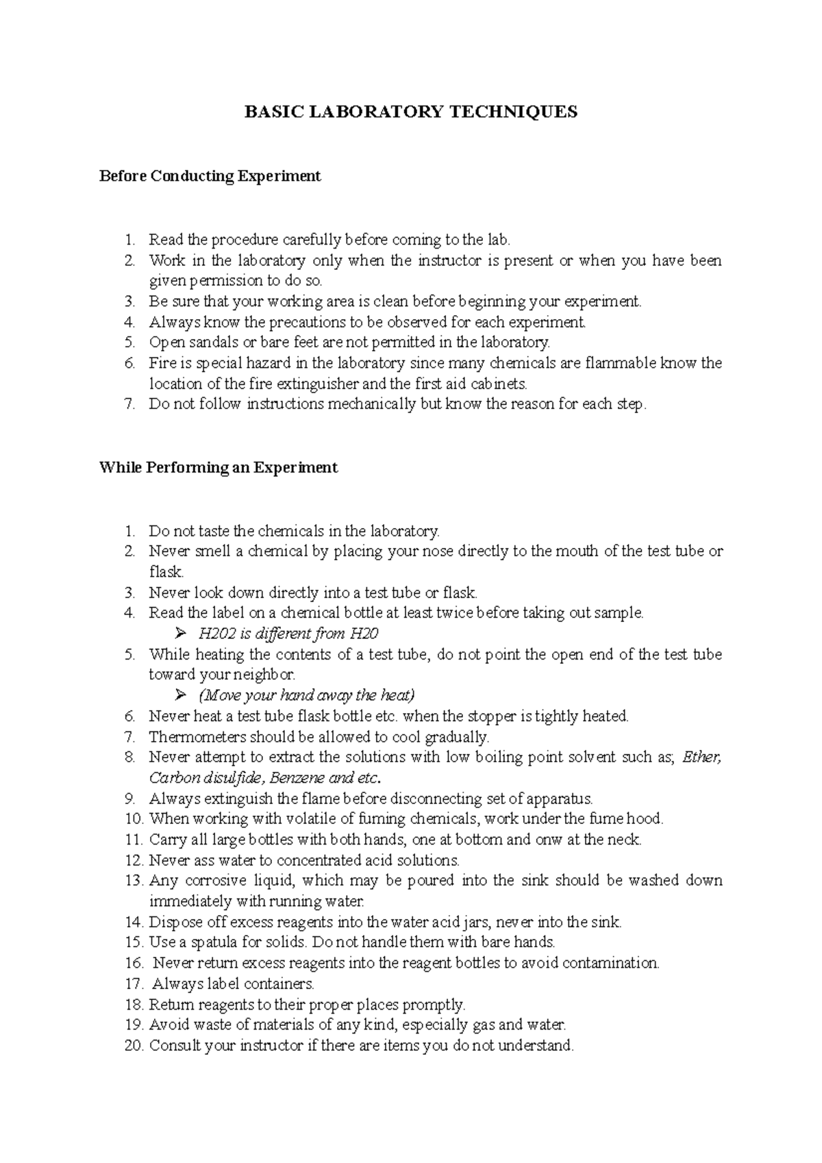 Biochemlab Reviewer Midterms - BASIC LABORATORY TECHNIQUES Before ...