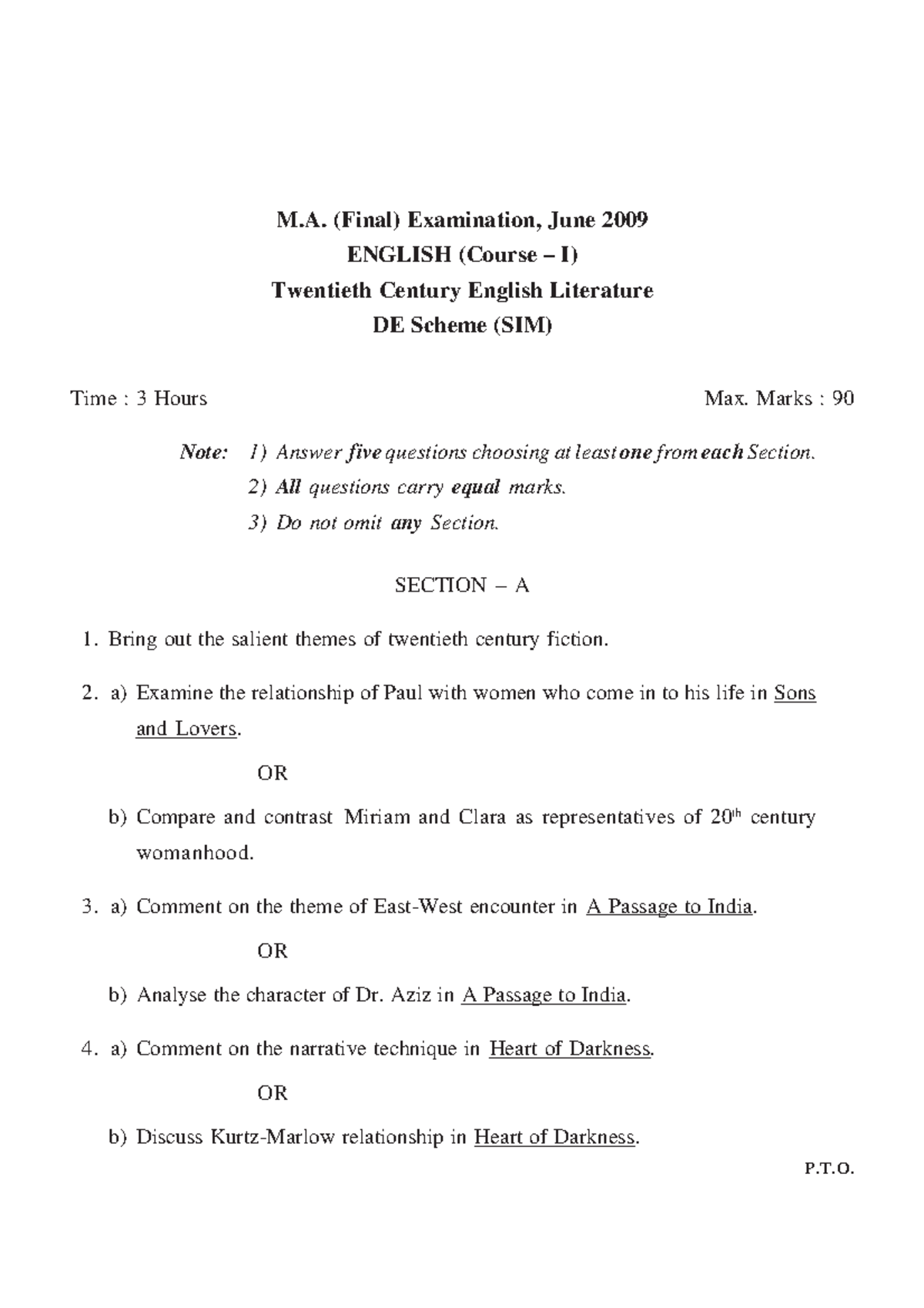 KSOU MA Eng F 2009 - ma question papers - F FyF wFeF2@p A2i D2t 2PHHW ...