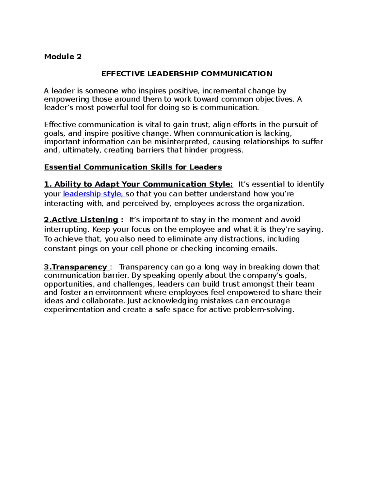 EBC 2 nd module - notes for examination purpose - Module 2 EFFECTIVE ...