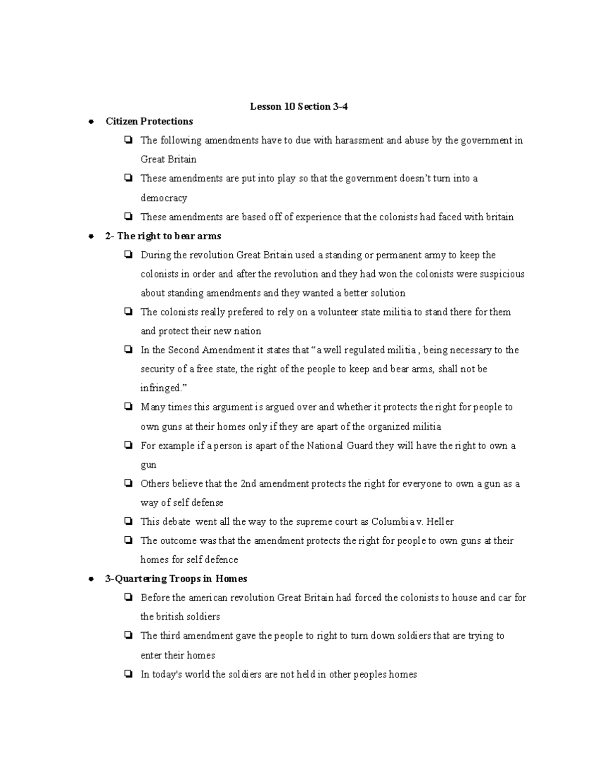 Lesson 10 Section 3-4 - Lesson 10 Section 3- Citizen Protections The ...