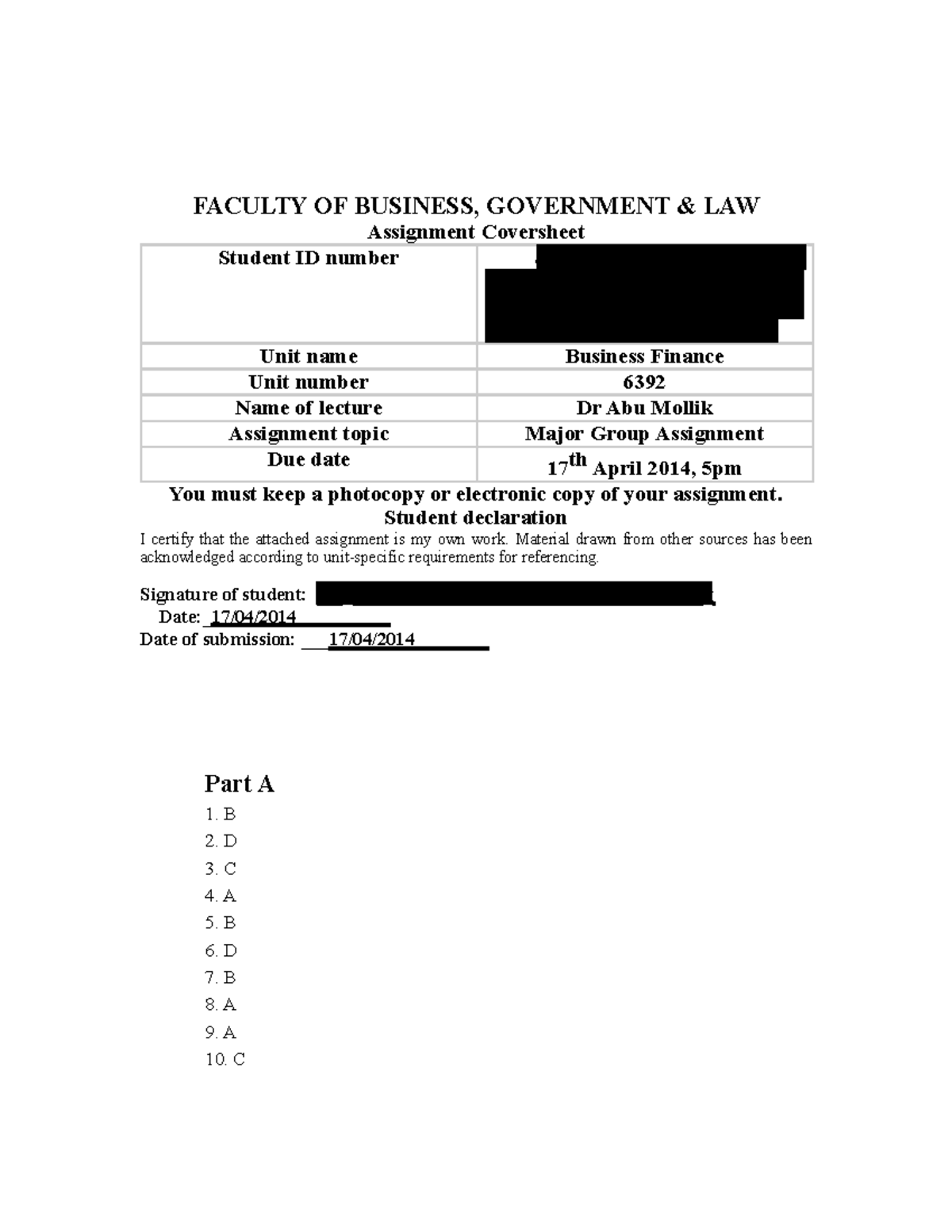 Major Group Assignment 2 copy_team works - FACULTY OF BUSINESS ...