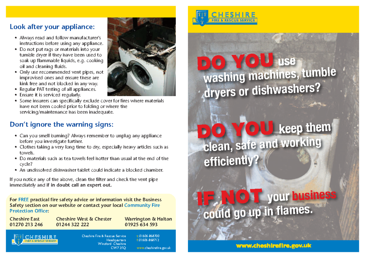 CPL Fire Tumble Dryer leaflet - Look after your appliance: Always read ...