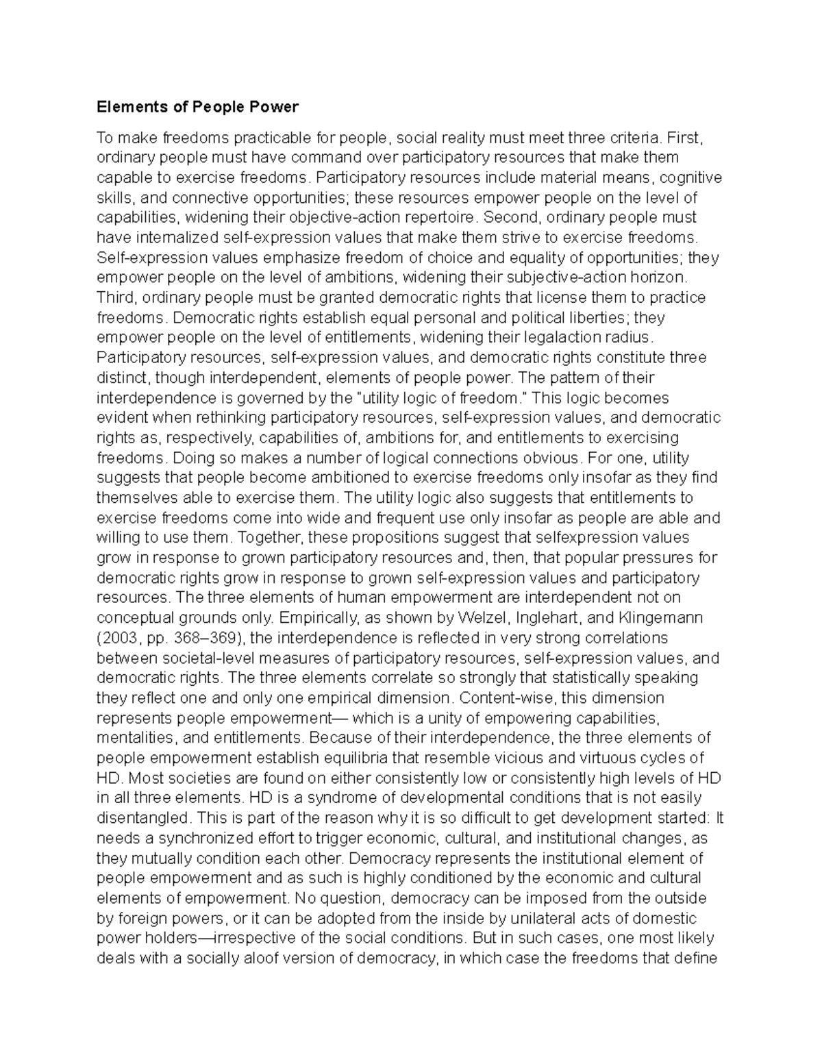 Elements of People Power - First, ordinary people must have command ...